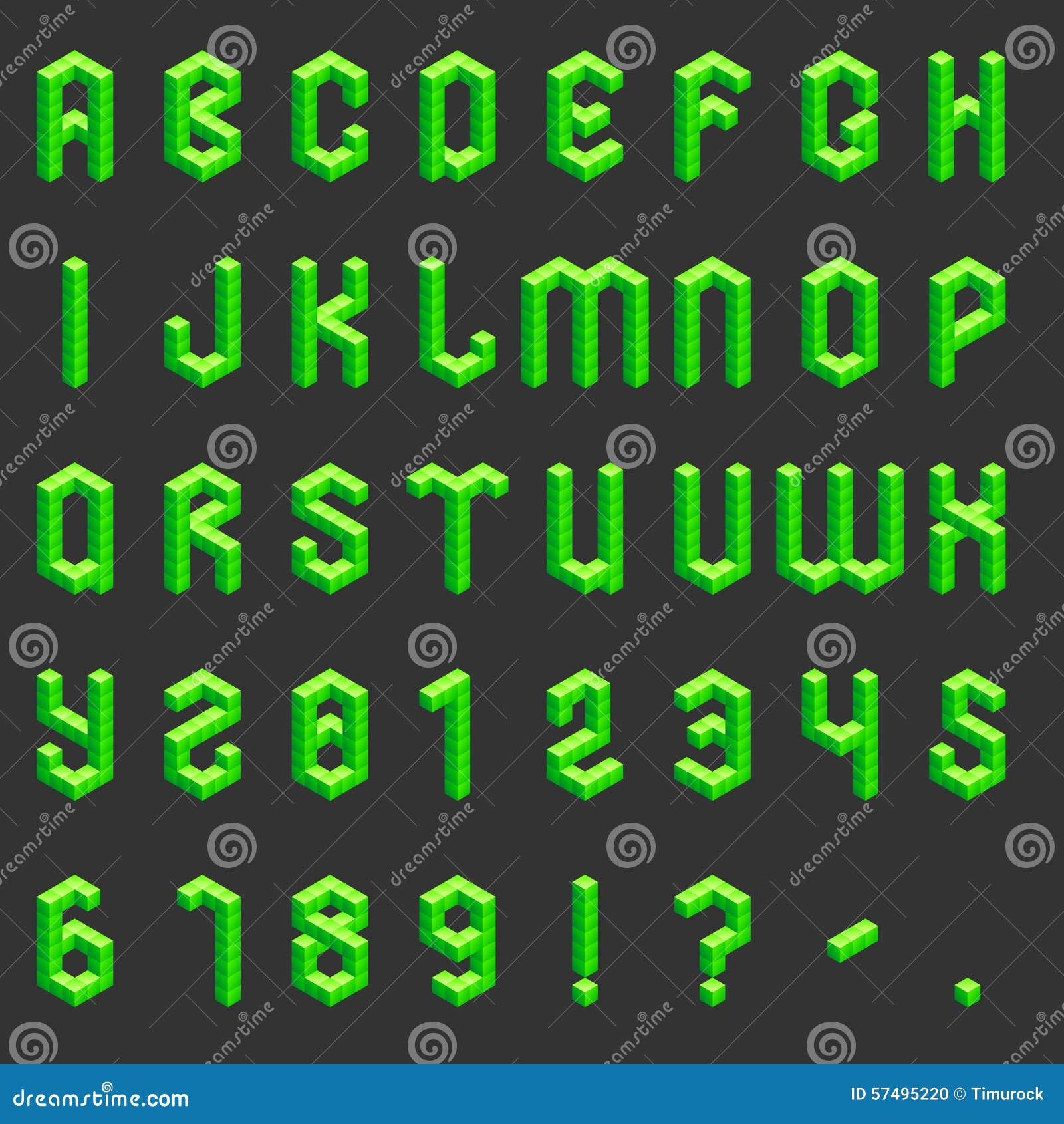 Isometric Alphabet and Numbers Stock Vector - Illustration of alphabet ...