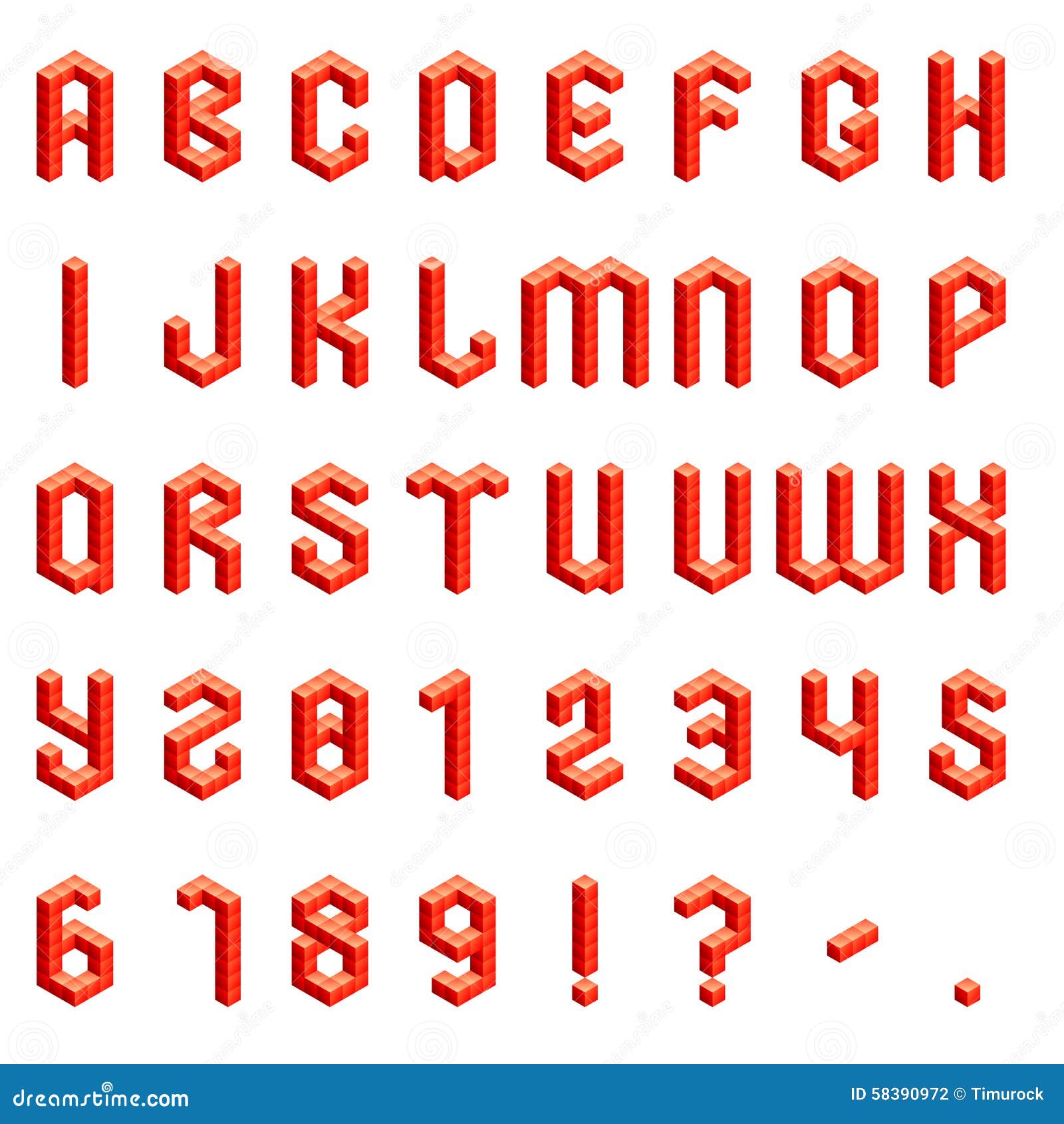 Isometric Alphabet and Numbers Stock Vector - Illustration of symbol ...