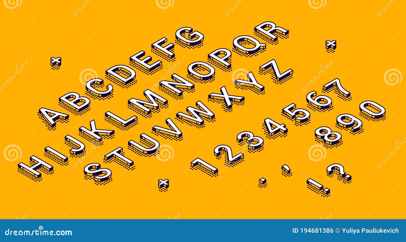 Isometric Alphabet, Numbers and Punctuation Marks Stock Vector ... Isometric Alphabet, Numbers and Punctuation Marks Stock Vector ...