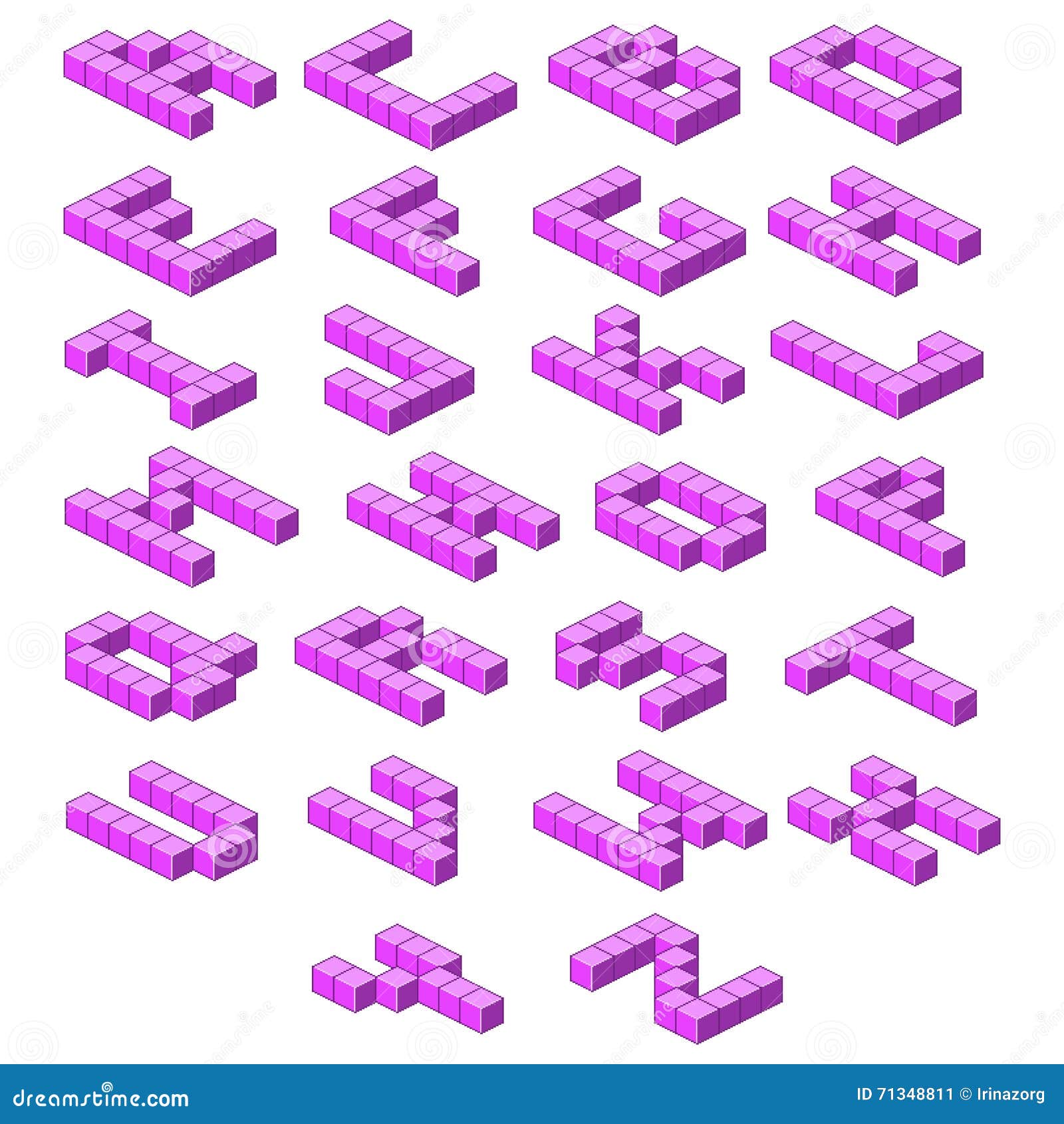 Isometric Alphabet. Purple Abc. Volumetric Letters Stock Vector ...