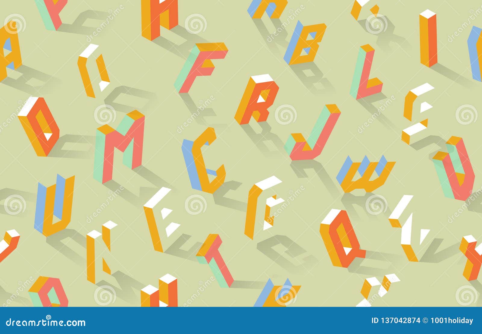Isometric Alphabet Vector Abc Seamless Pattern Background Stock Vector ... Isometric Alphabet Vector Abc Seamless Pattern Background Stock Vector ...