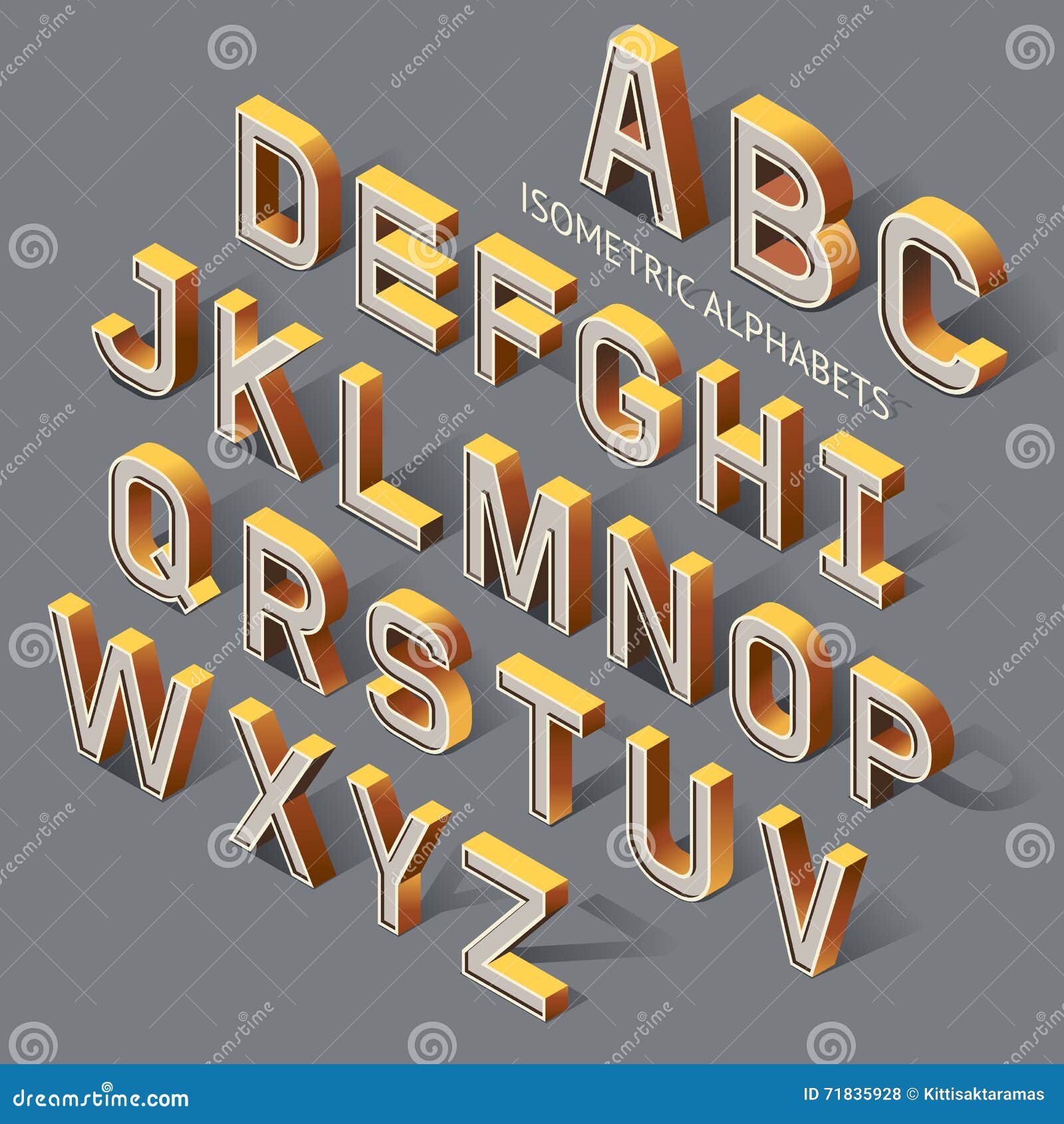 Isometric Alphabets. stock vector. Illustration of modern - 71835928
