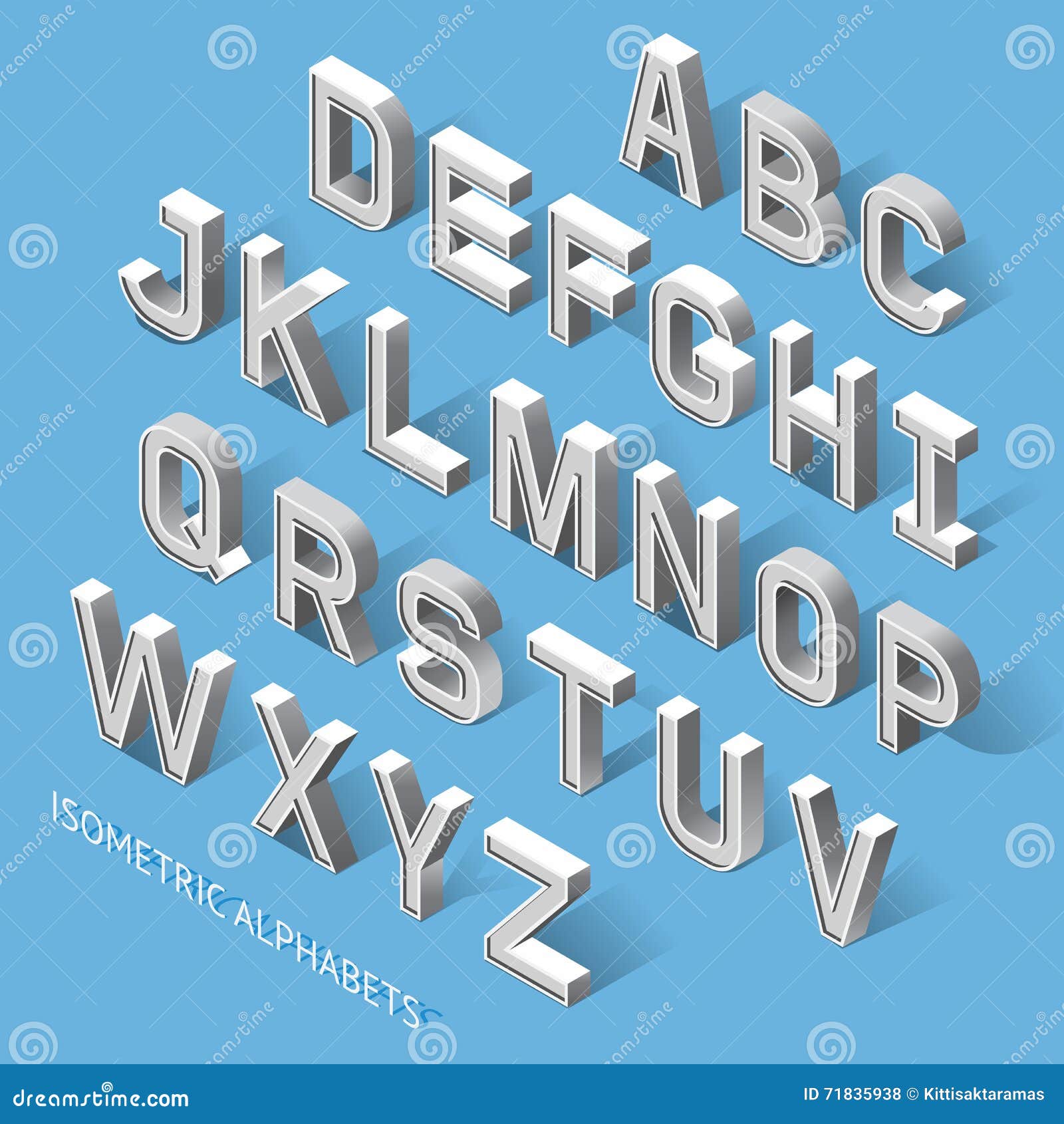 Isometric Alphabets. Vector Illustration Stock Vector - Illustration of ...