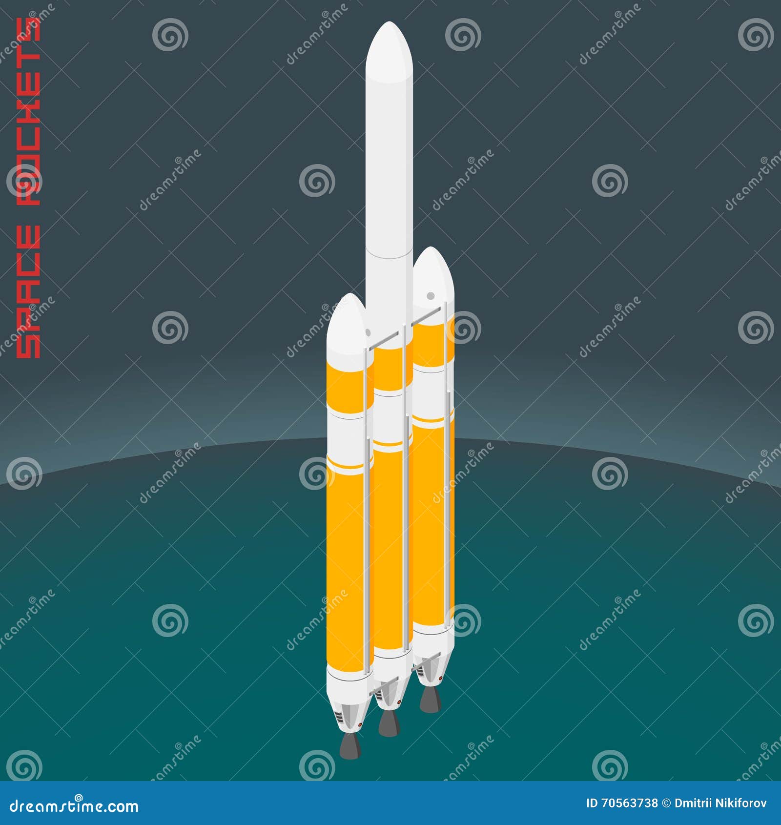 Isometric American Space Heavy Rocket Stock Vector - Illustration of ...