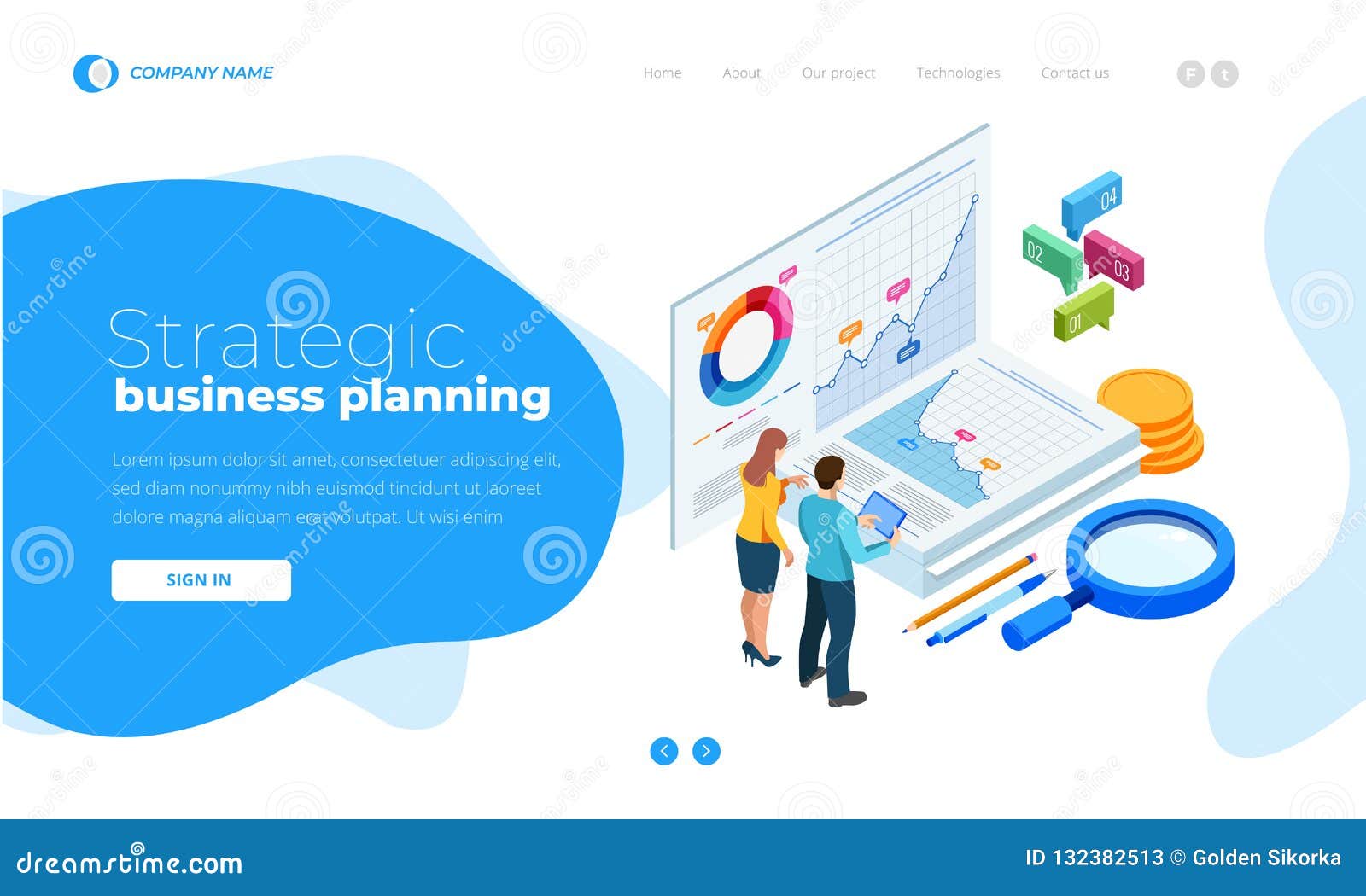 Isometric Analysis Data and Investment. Stack of Documents with an ...