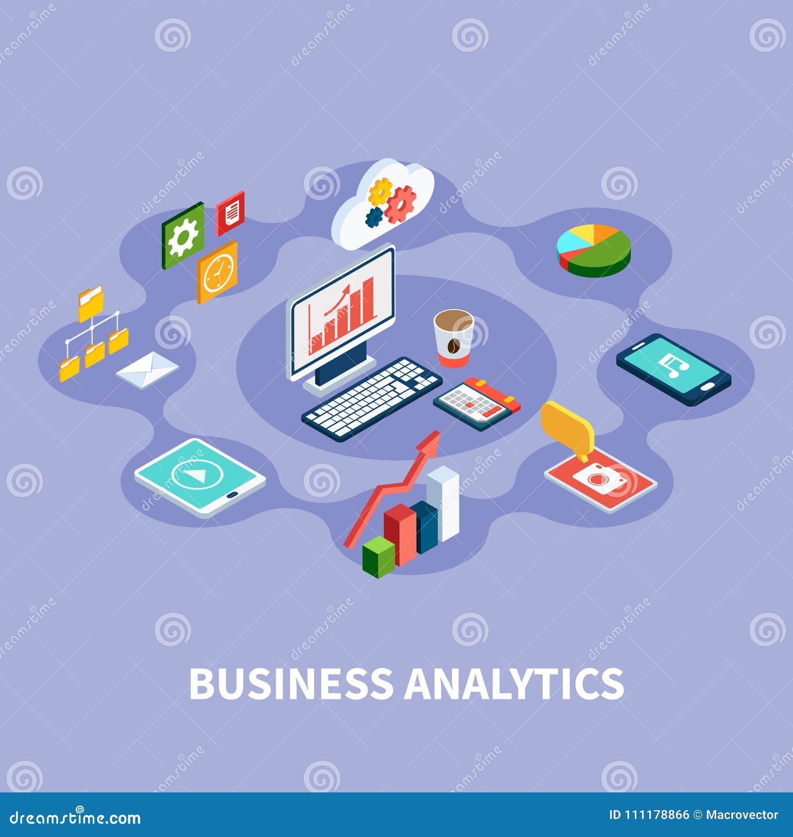 Isometric Analytics Round Composition Stock Vector - Illustration of ...
