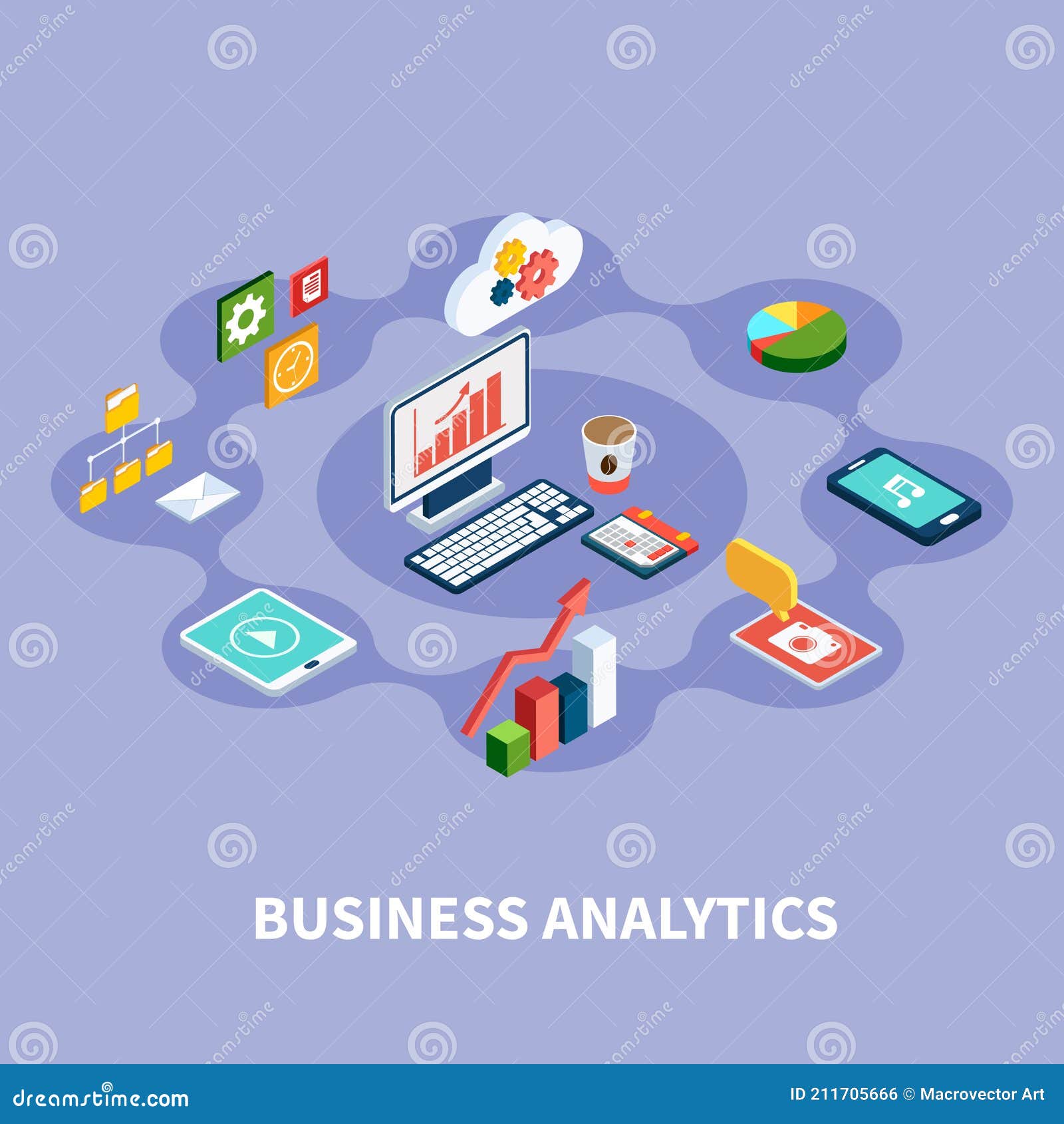 Isometric Analytics Round Composition Stock Vector - Illustration of ...