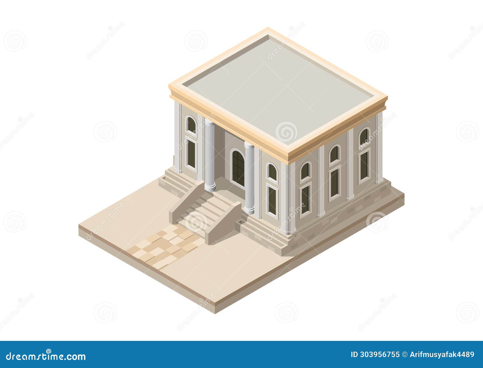 Isometric Ancient European Building Stock Vector - Illustration of ...