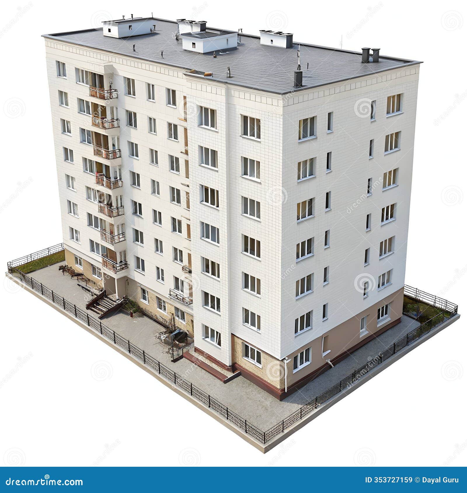 Isometric Apartment Building Isolated on White Background Stock ...