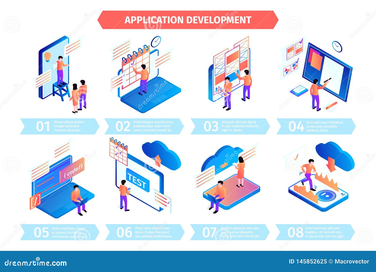 Isometric Application Development Infographics Stock Vector ...