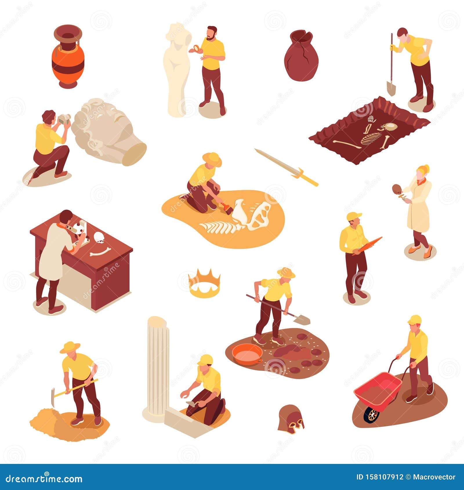 Isometric Archeology Icons Set Stock Vector - Illustration of culture ...