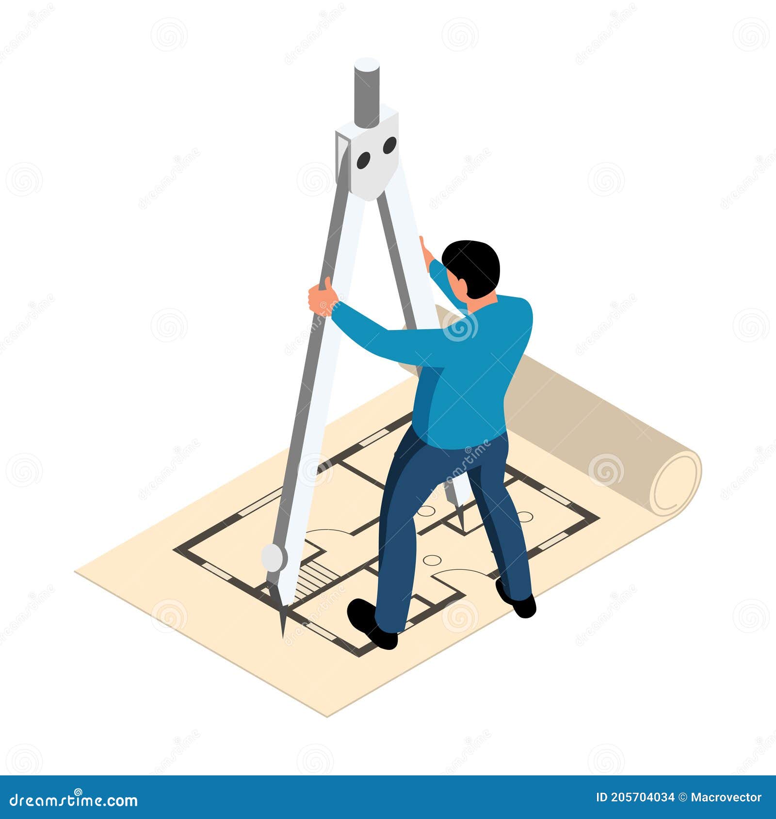 Isometric Architect Design Concept Stock Vector - Illustration of labor ...