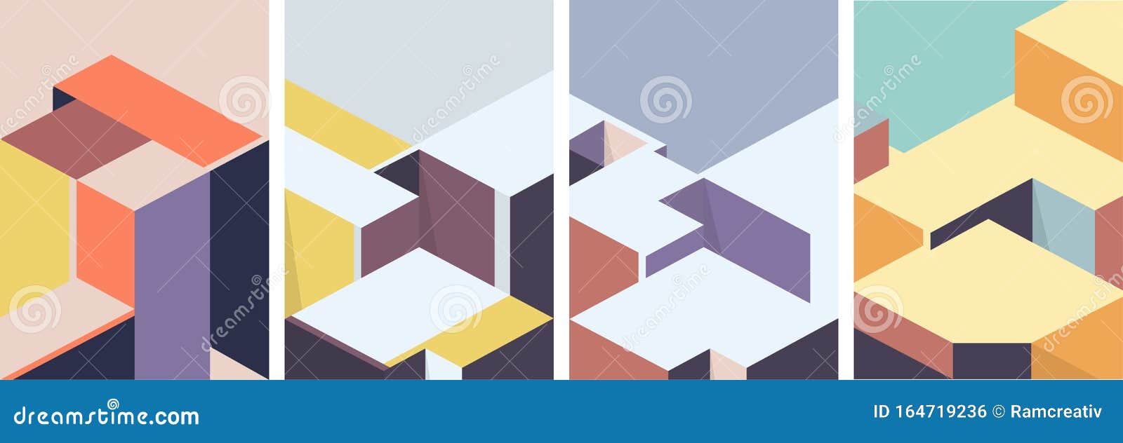 Isometric Architectural Cover Design. Geometric Set of Templates ...