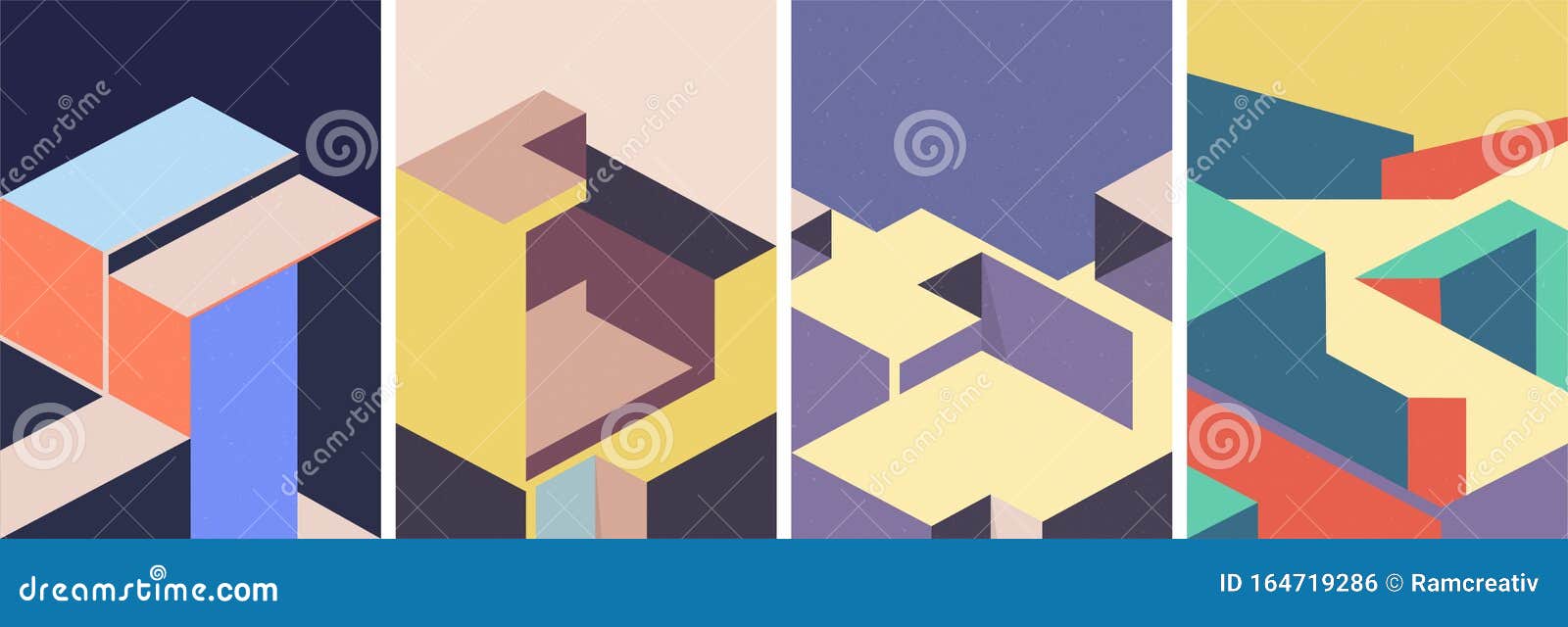 Isometric Architectural Cover Design. Geometric Set of Templates ...