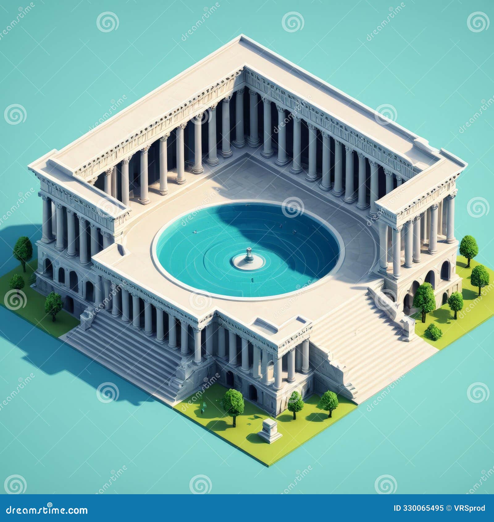 Isometric Architectural Model Of Neoclassical Courtyard Royalty-Free ...