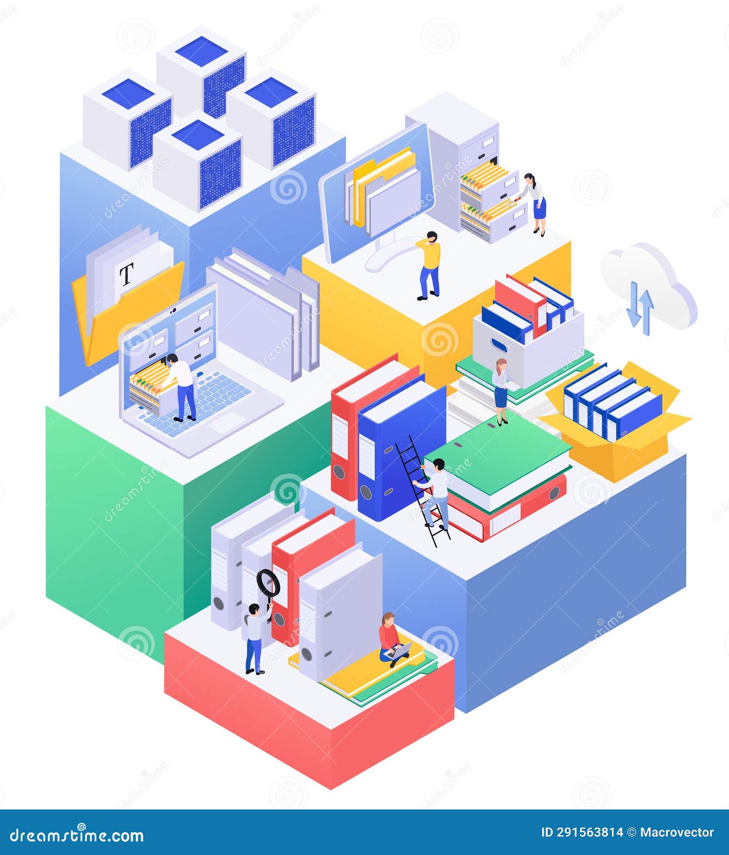 Isometric Archive With Documents. Storage Of Accounting, Financial And ...