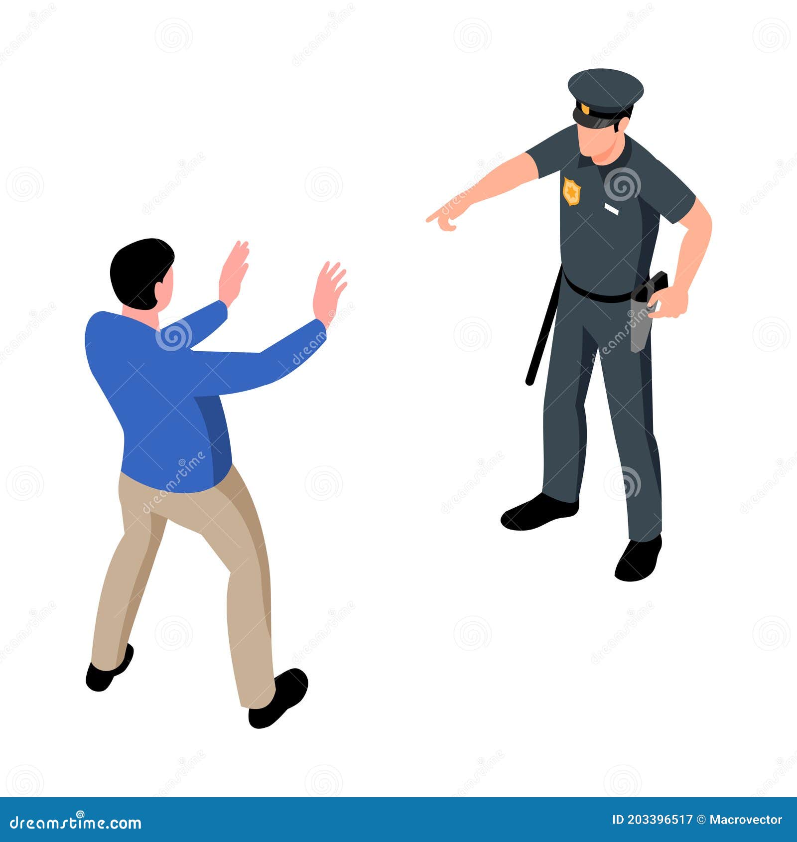 Policeman Arresting Criminal Vector Illustration