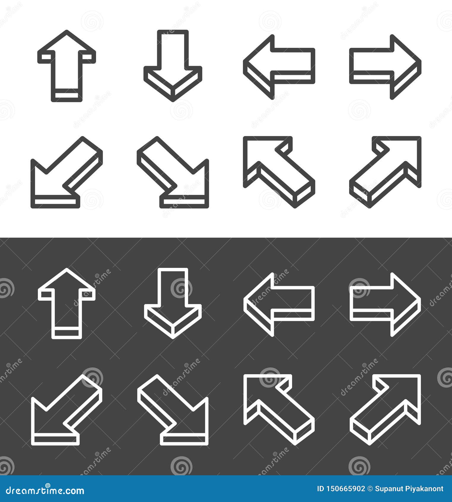 Isometric Arrow Icon Set Cartoon Vector | CartoonDealer.com #150704107