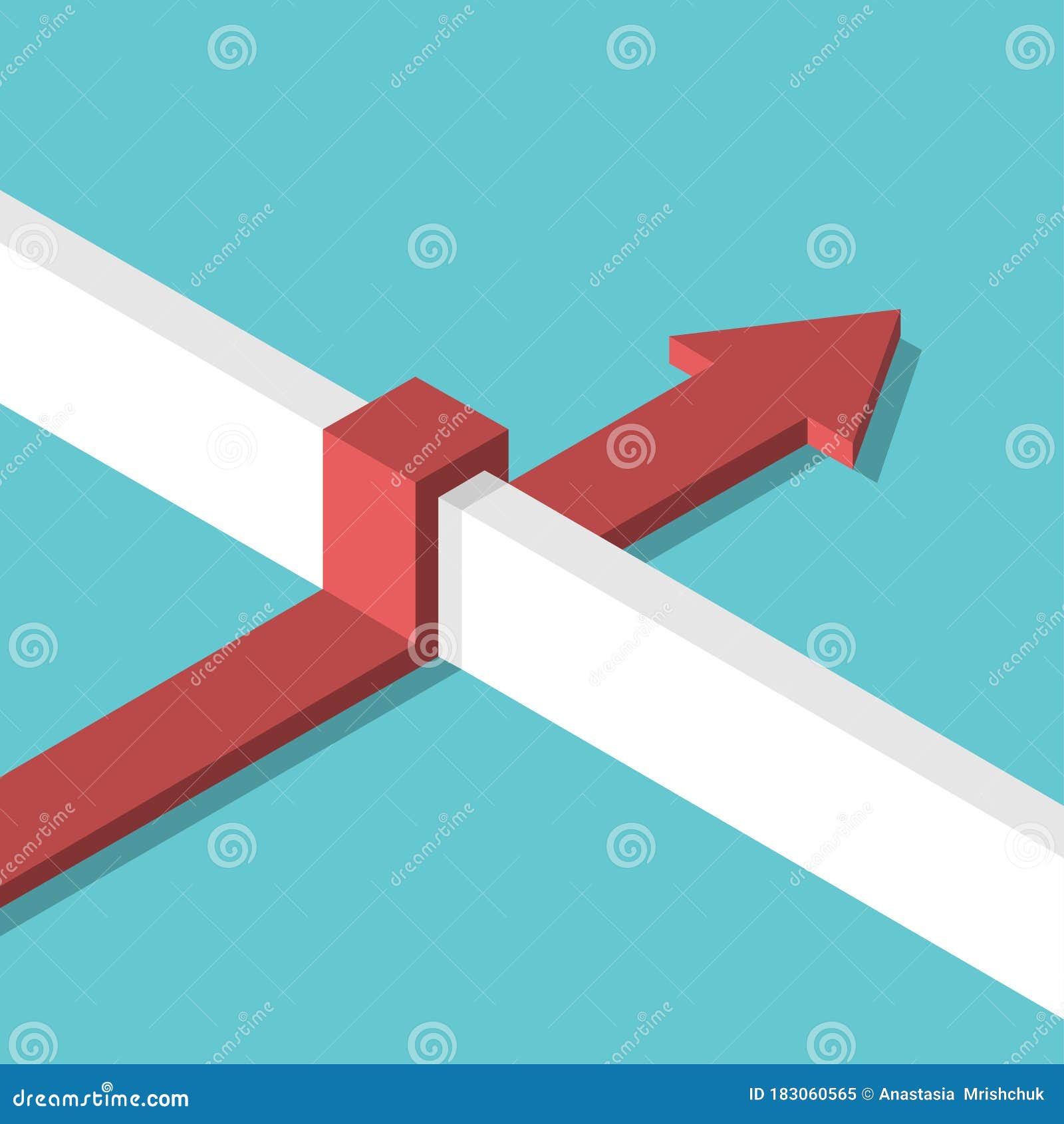 Isometric Arrow Passes through the Wall. Vector Illustration Stock ...