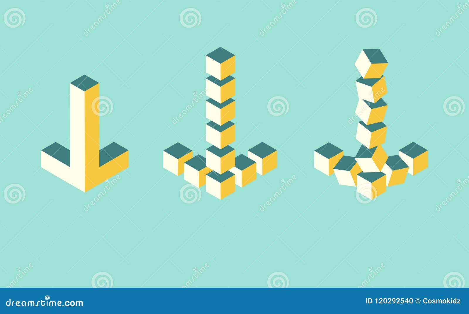Isometric Arrow Pointers, Cursor Mark Cubes Form, Vector Illustration ...
