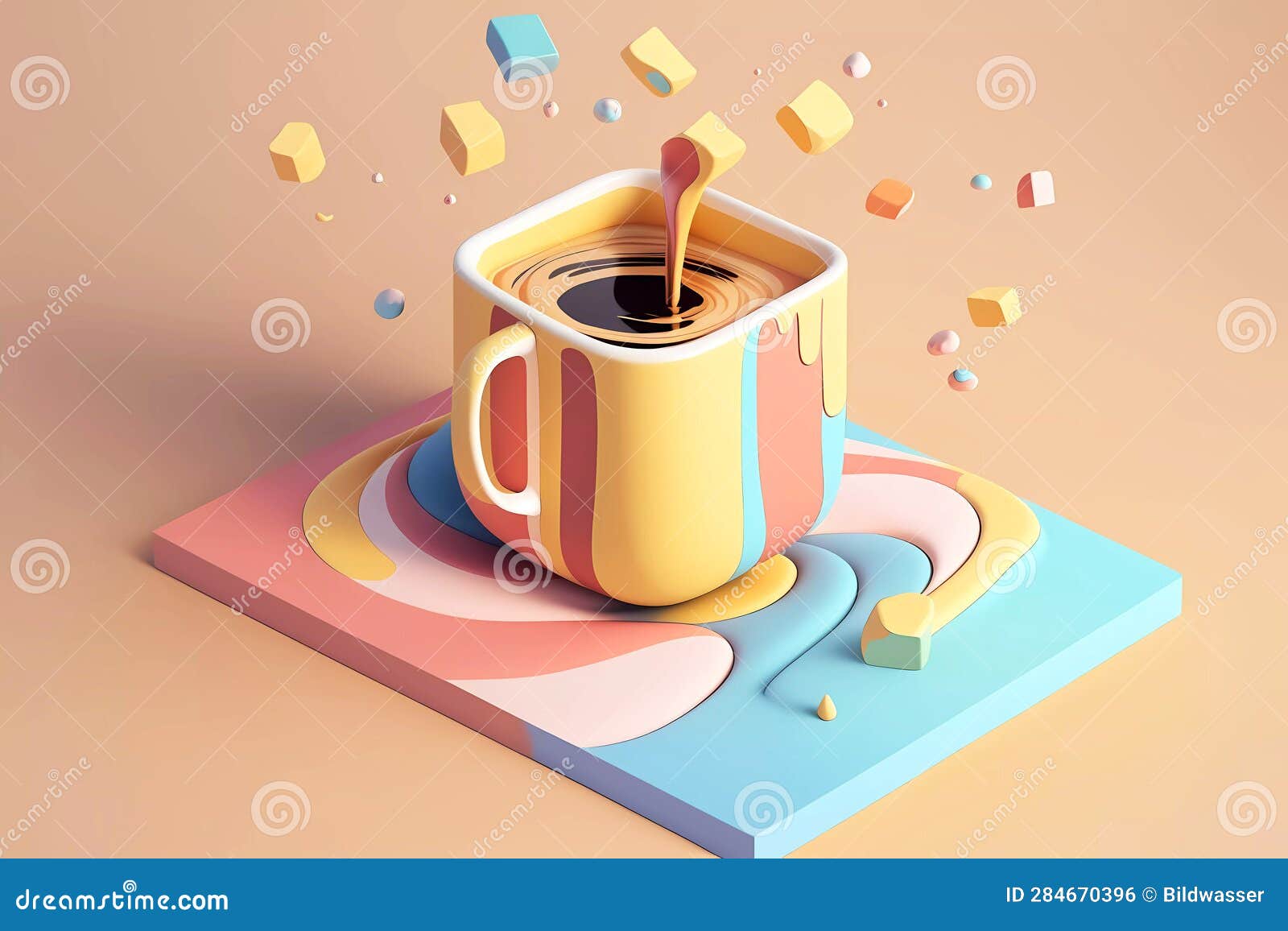 Isometric Art of Coffee Cup. Generative Ai Design Stock Illustration ...
