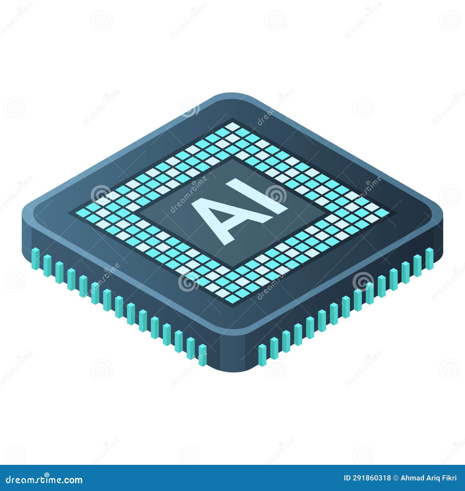 Isometric Artificial Intelligence Chip Concept. Artificial Intelligence Concept. Futuristic ...