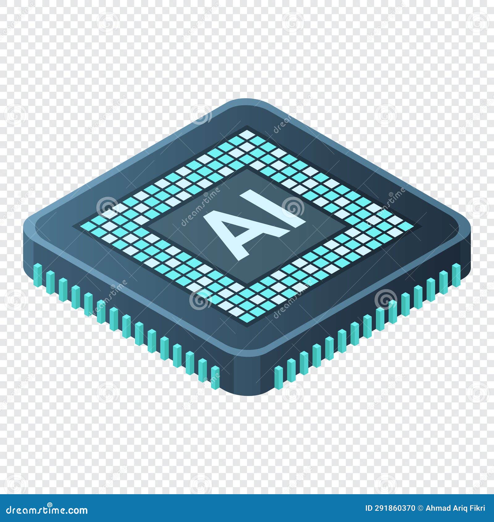 Isometric Artificial Intelligence Chip Concept. Artificial Intelligence Concept. Futuristic ...