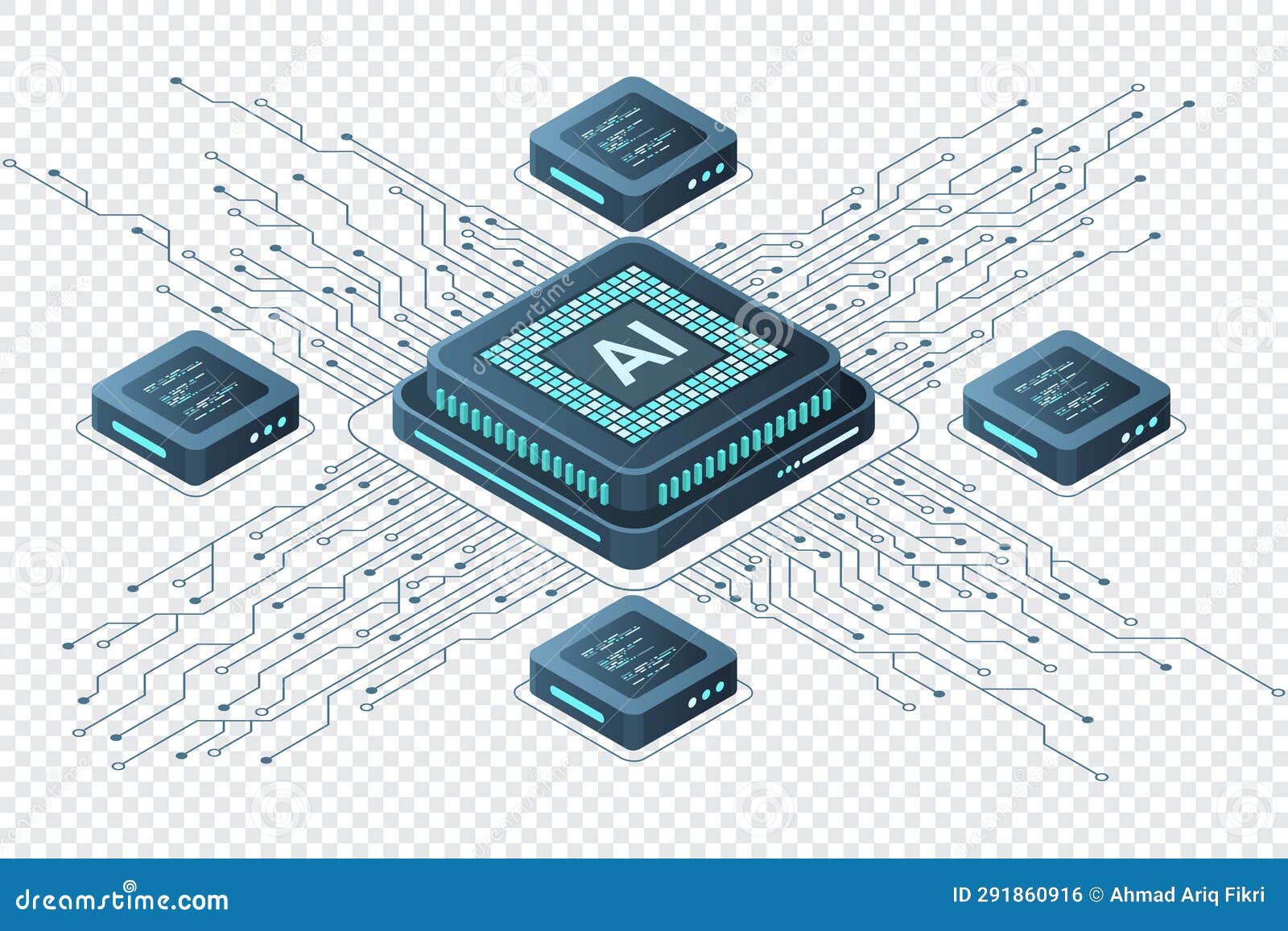 Isometric Artificial Intelligence Chip Concept. Artificial Intelligence Concept. Futuristic ...