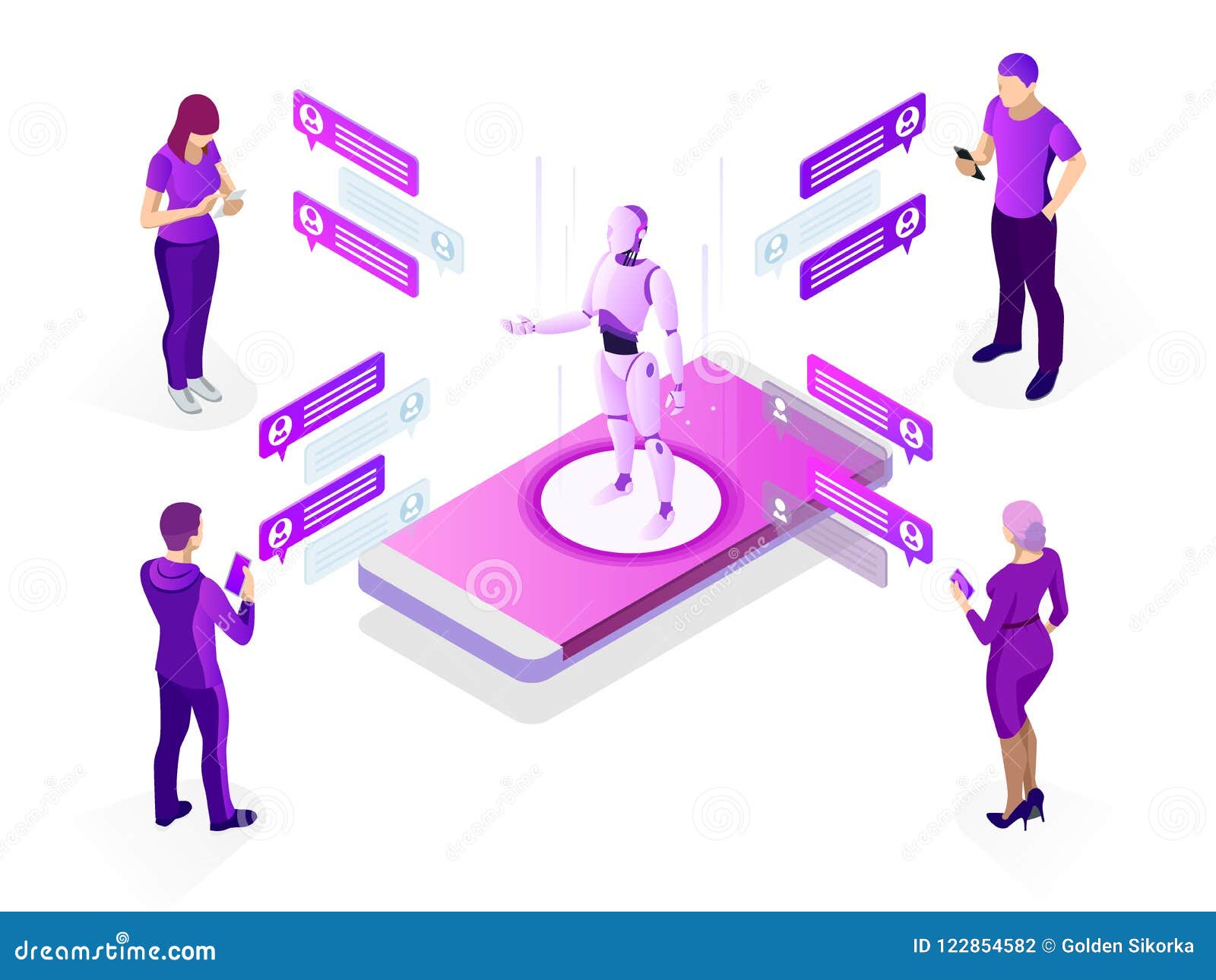 Isometric Artificial Intelligence Concept. AI And Business IOT Concept ...