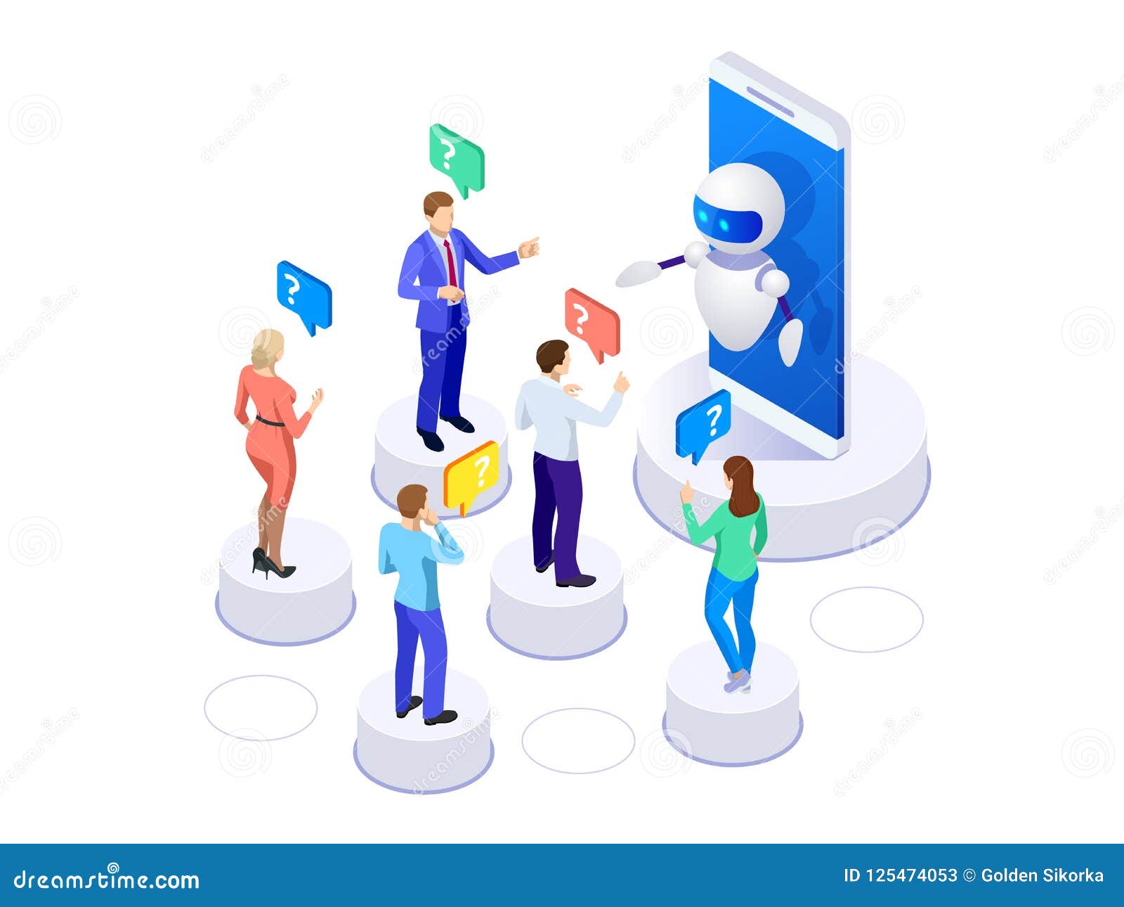 Isometric Artificial Intelligence. People Ask Questions for the Chatbot ...