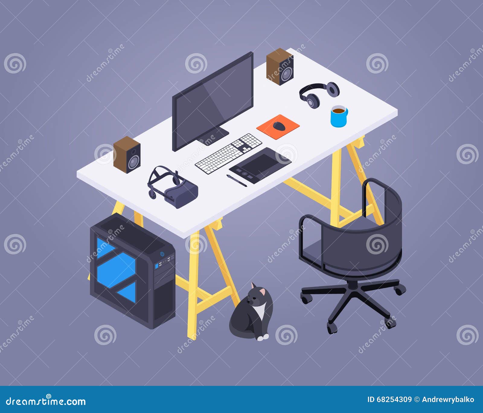 Isometric artist workplace stock vector. Illustration of isometric ...