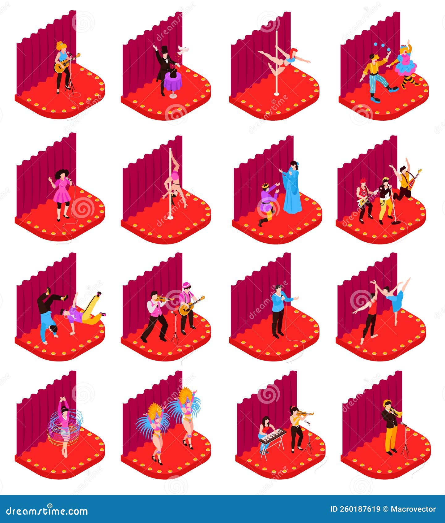 Isometric Artists Set stock vector. Illustration of performance - 260187619