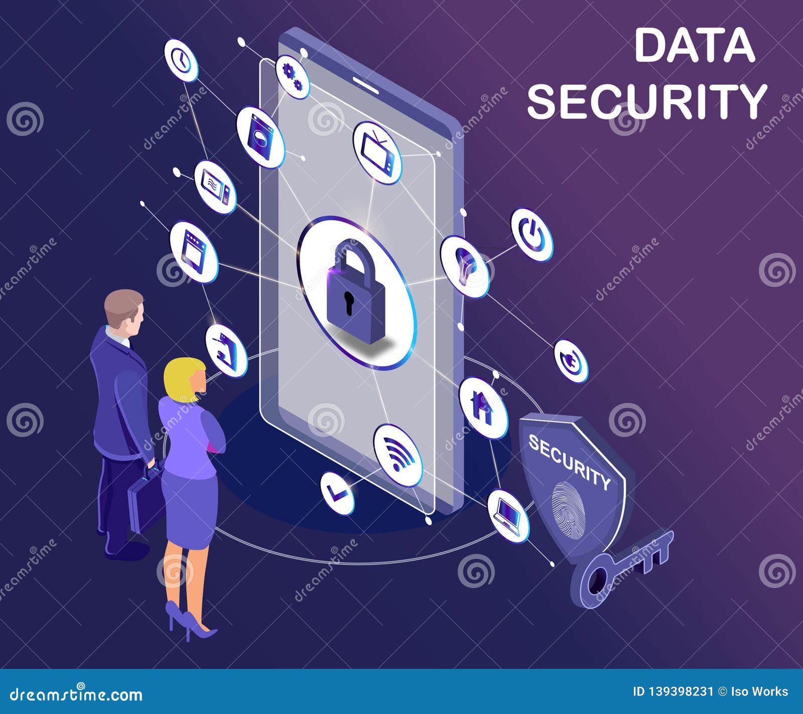 Isometric Artwork Concept of Data Protection Where the Data of People ...