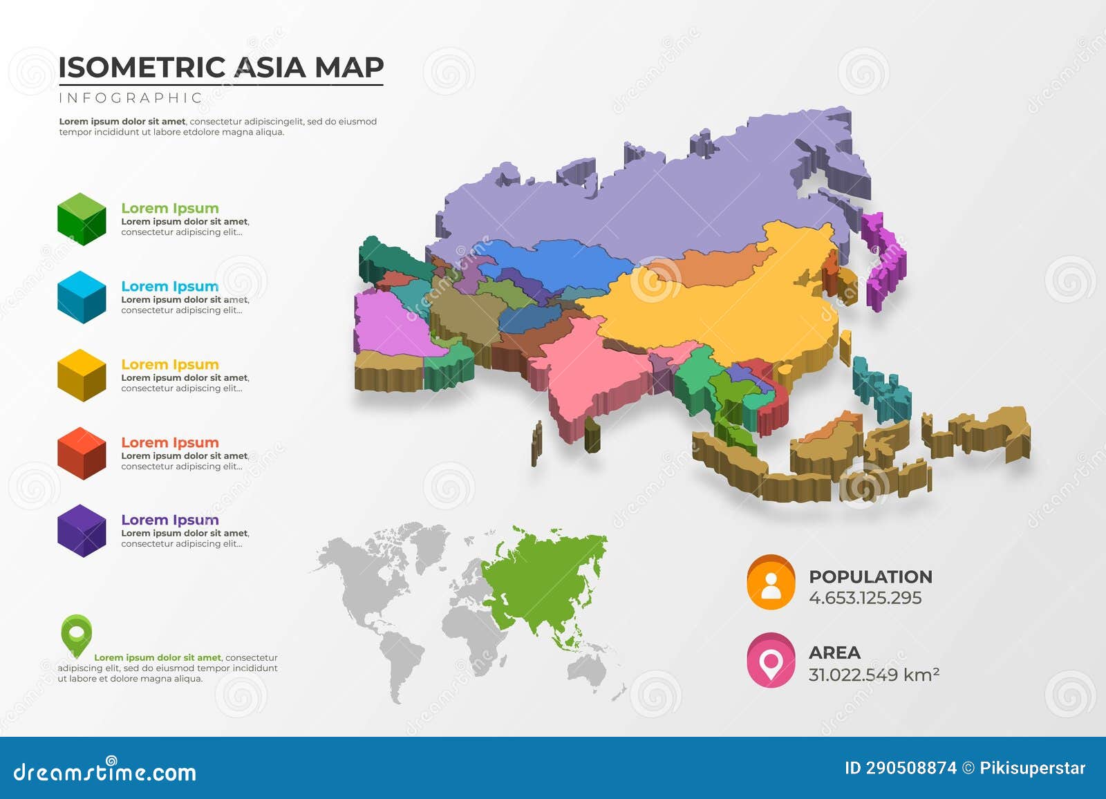 Isometric Asia Map Infographic Design Vector Illustration Stock Vector ...