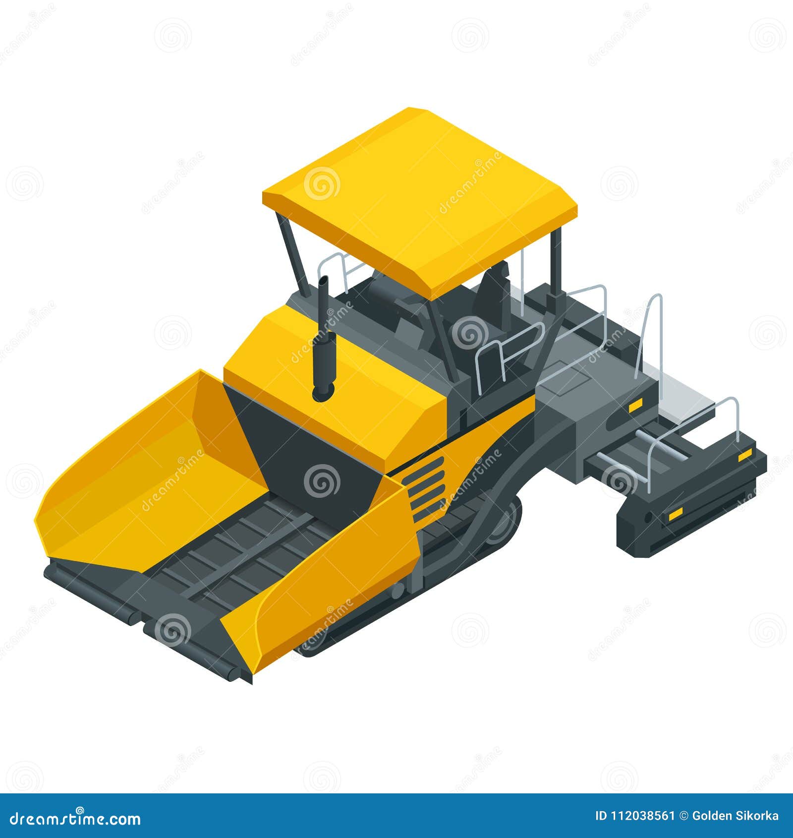 Isometric Asphalt Paver, Asphalt Spreading Machine Under The White ...