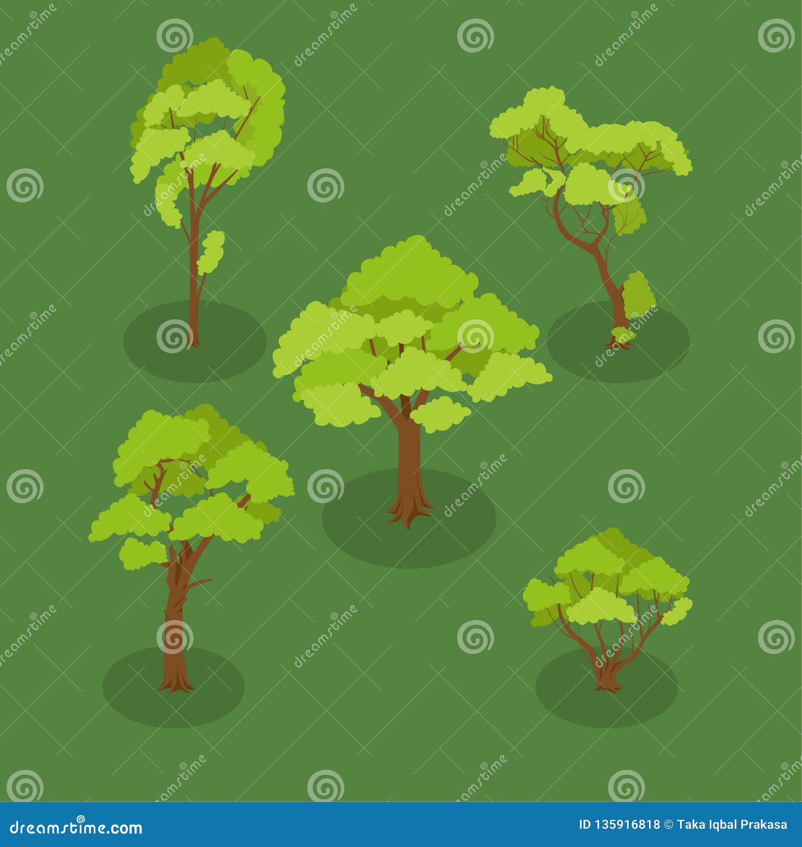Isometric Assorted Tree stock vector. Illustration of plant - 135916818
