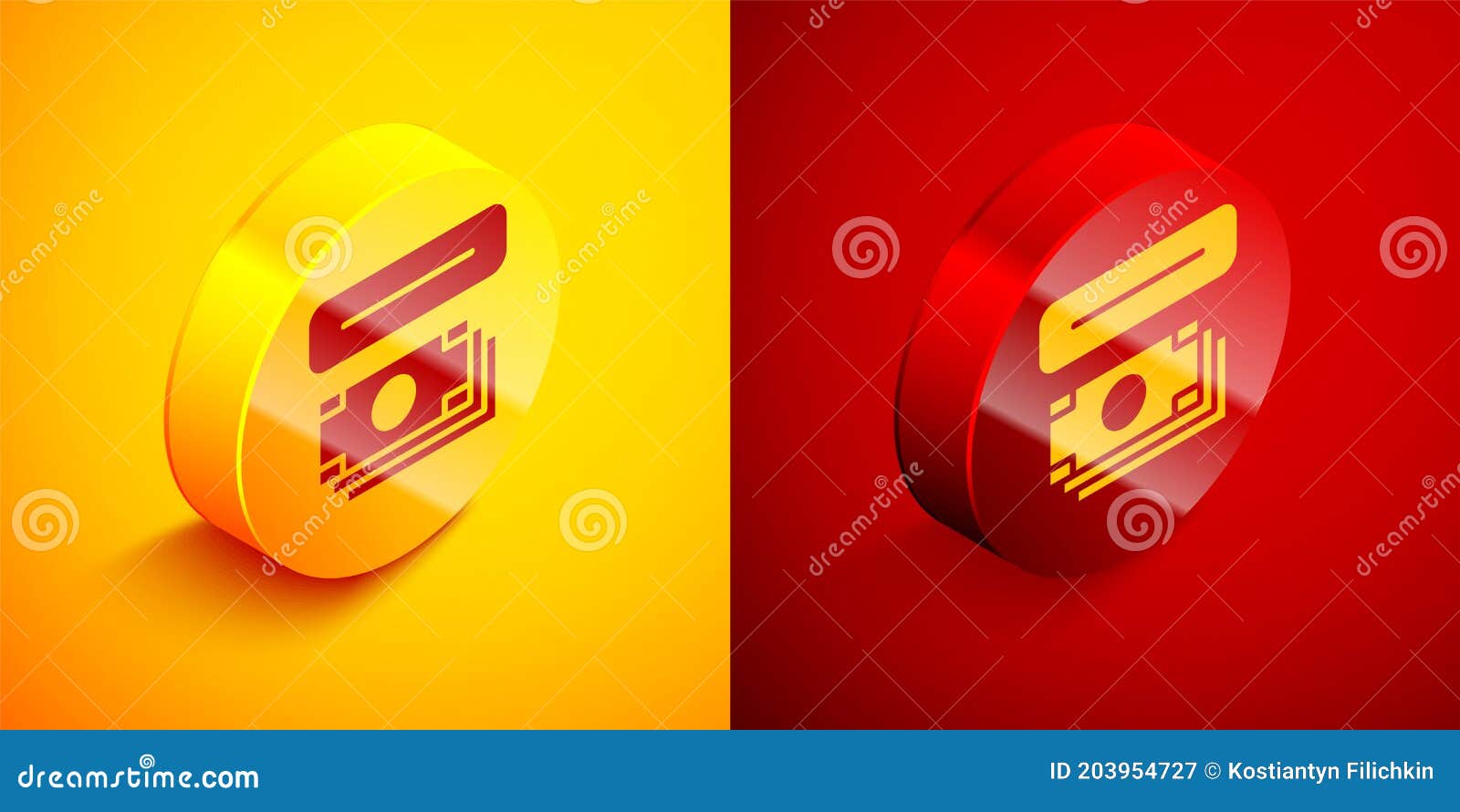 Isometric ATM - Automated Teller Machine and Money Icon Isolated on ...