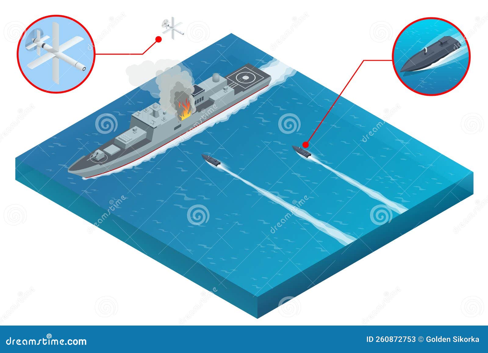 Isometric Attack of a Military Naval Warship with Aerial Drones and ... Isometric Attack of a Military Naval Warship with Aerial Drones and ...