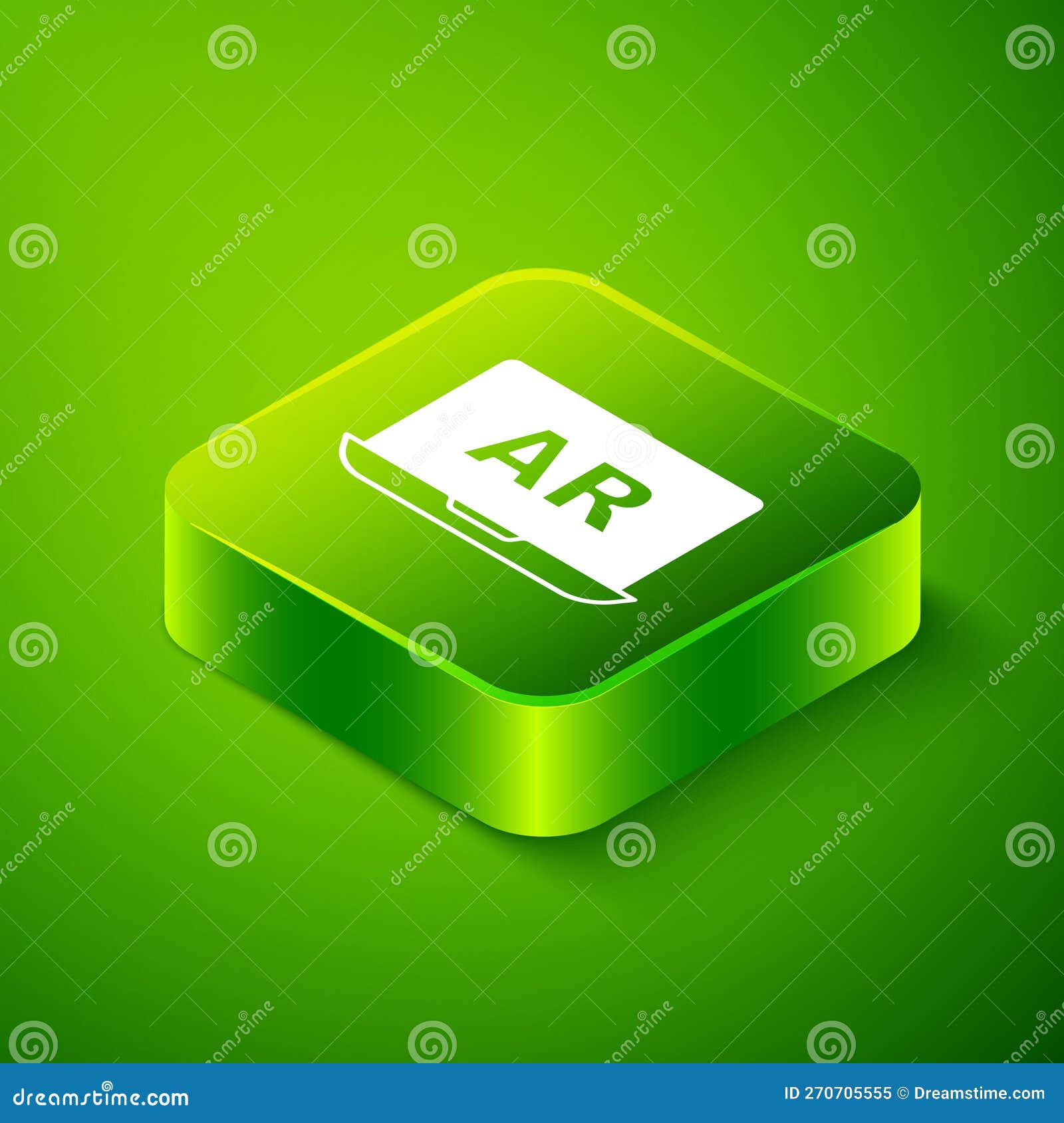 Isometric Augmented Reality AR Icon Isolated on Green Background ...