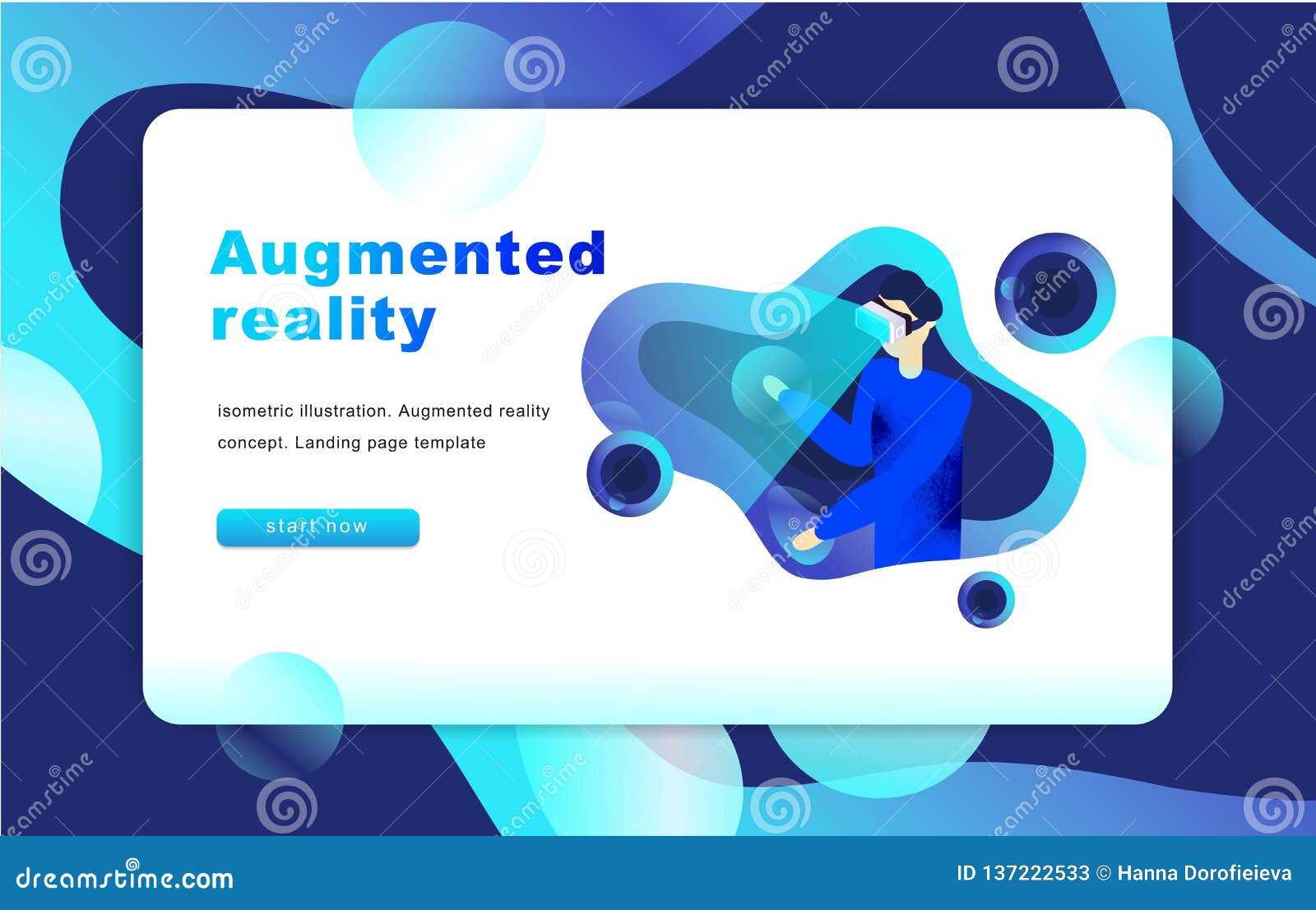 Isometric Augmented Virtual Reality Concept. Website Template. Man ... Isometric Augmented Virtual Reality Concept. Website Template. Man ...