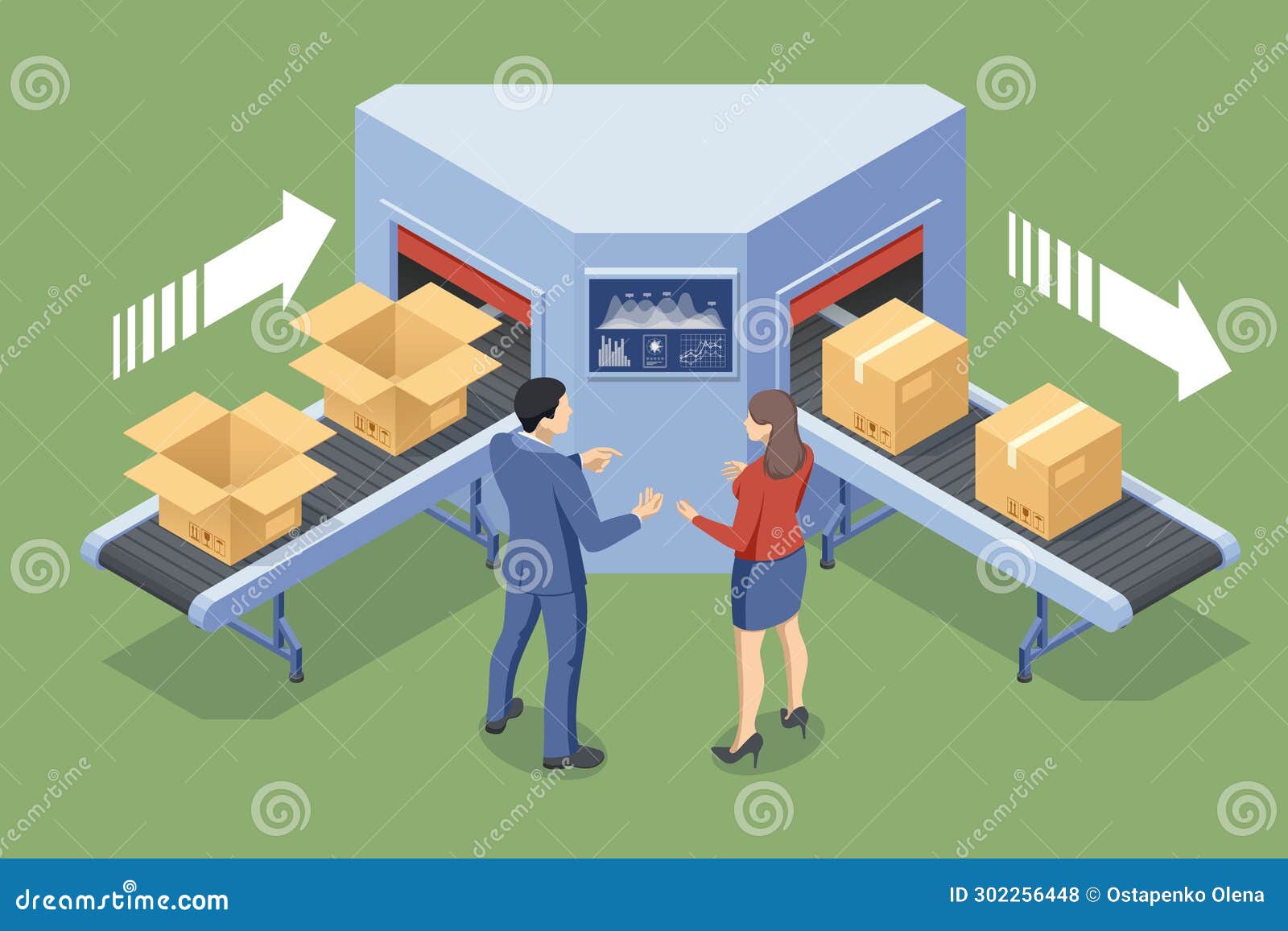Isometric Automated Packaging and Distribution System. Automated ...