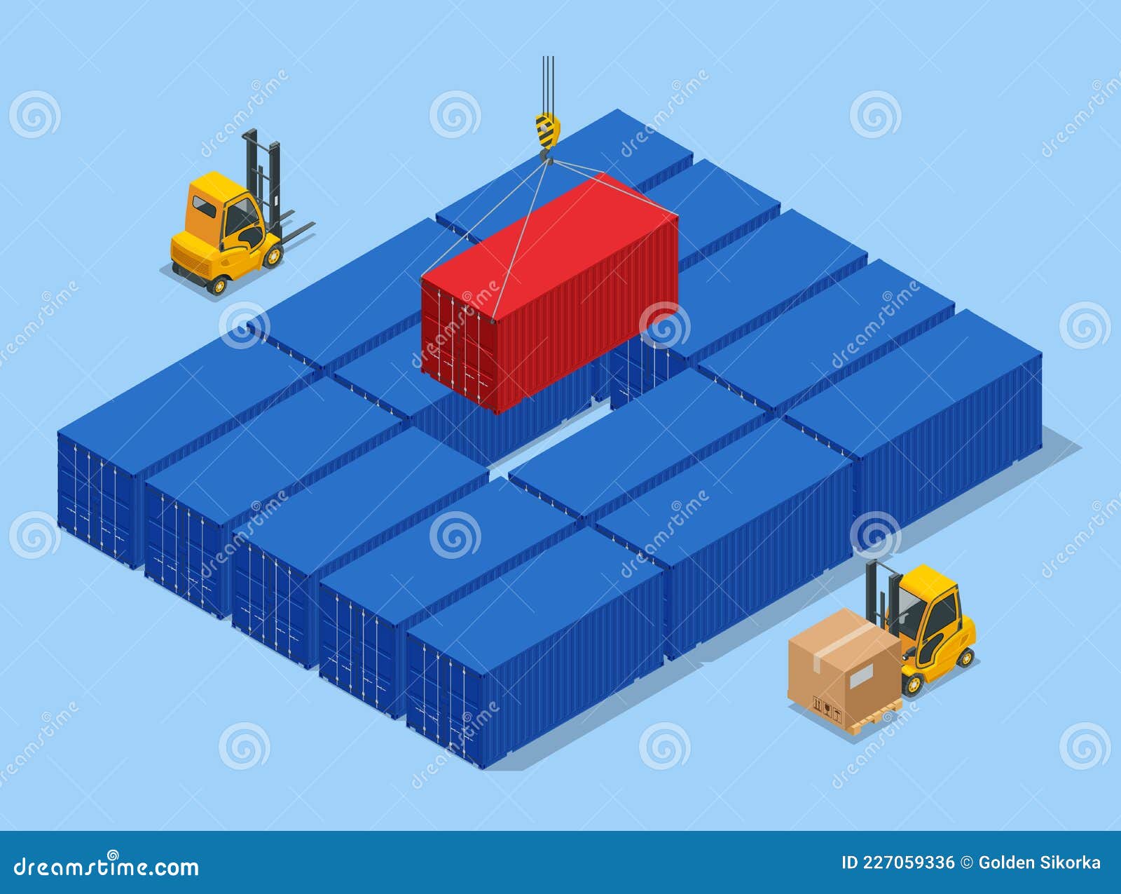 Isometric Automated Transport Vehicles Container Loading Cargo ...