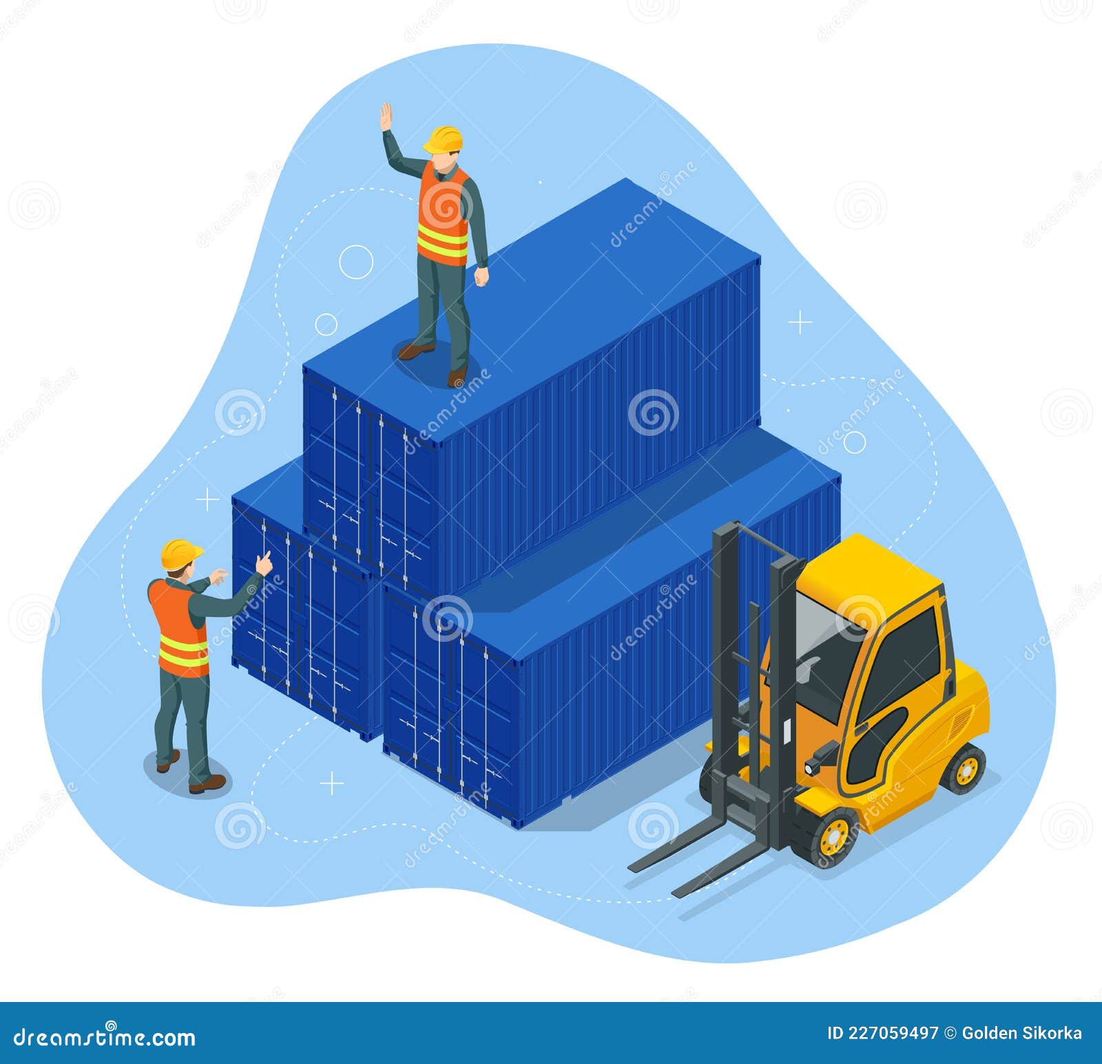 Isometric Automated Transport Vehicles Container Loading Cargo ...