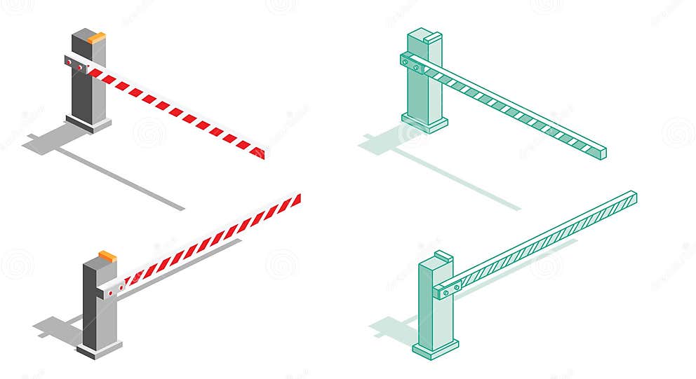Isometric Automatic Barrier. Icons Set. Objects Isolated on White Stock ...