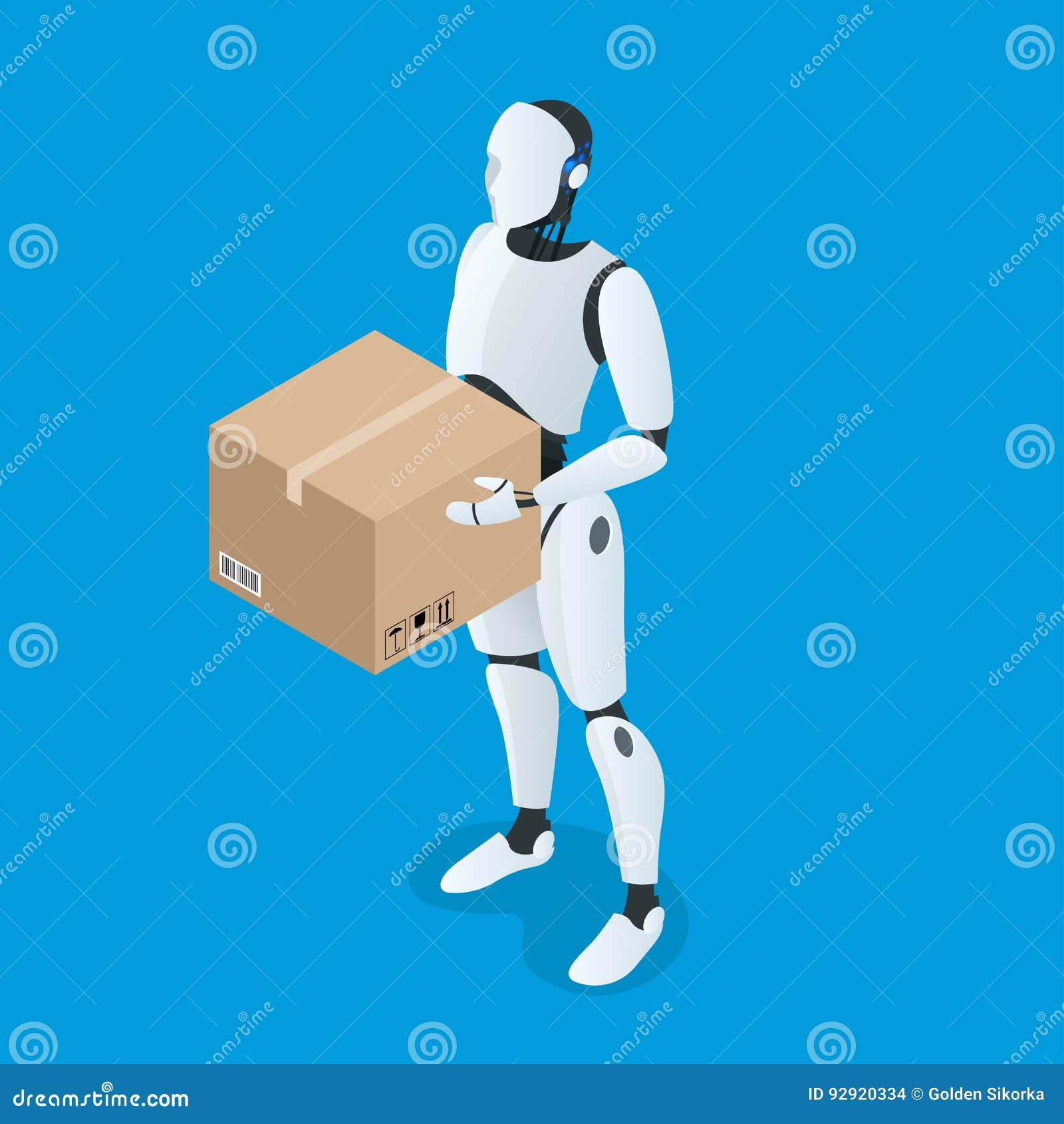 Isometric Autonomous Robot. Flat Vector Isolated On White Illustration ...