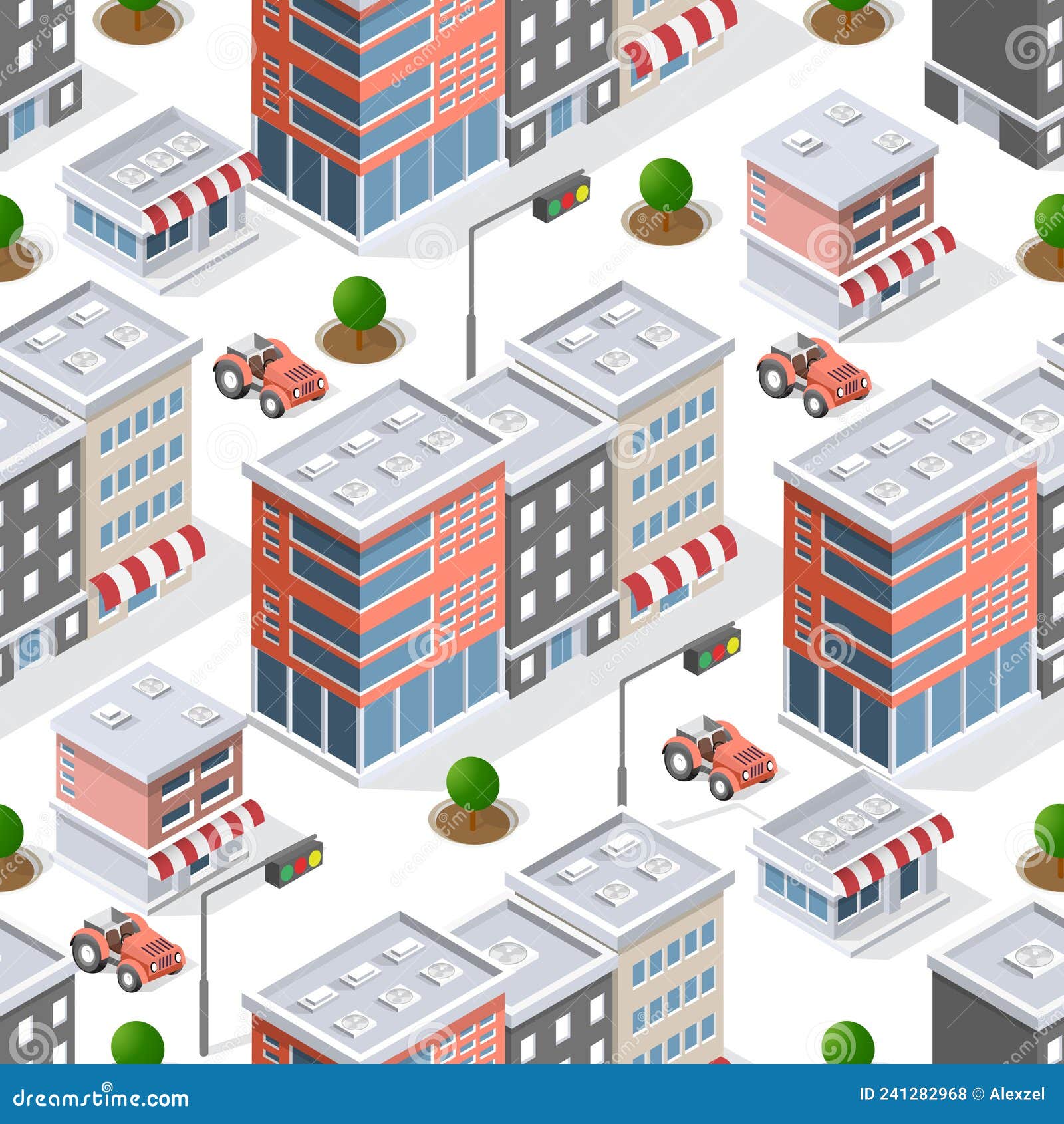 Isometric Background City Urban Seamless Pattern of Building Stock ...