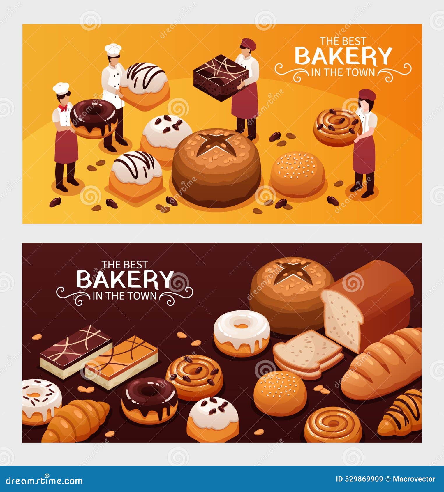 Bakery Horizontal Seamless Border With Pastry Vector Illustration ...