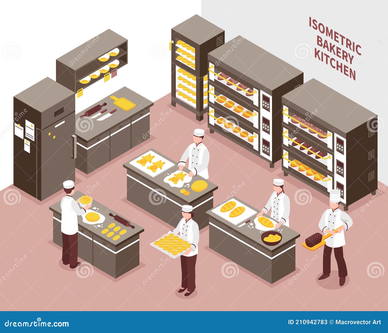 Isometric Bakery Illustration Stock Vector - Illustration of flyer ...