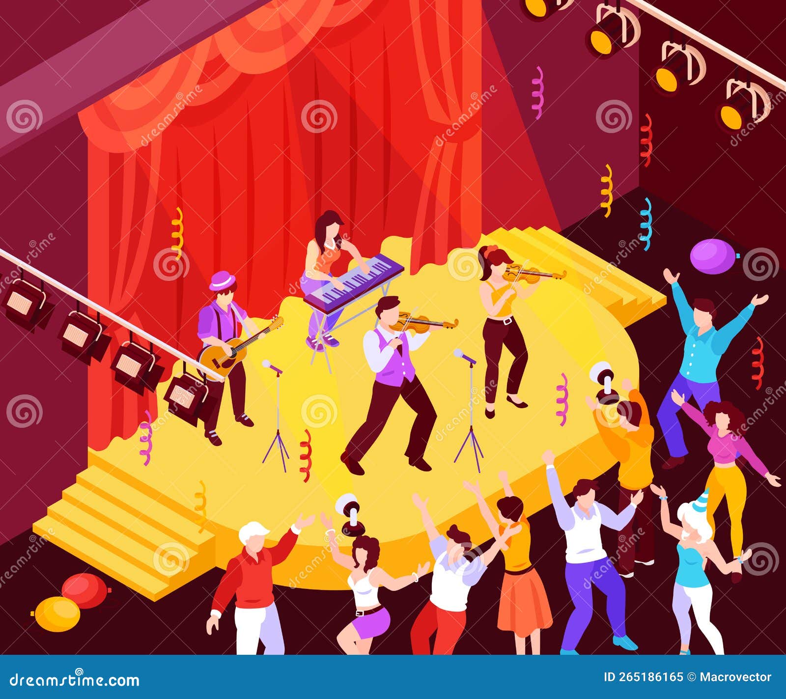 Isometric Band Performance stock vector. Illustration of club - 265186165