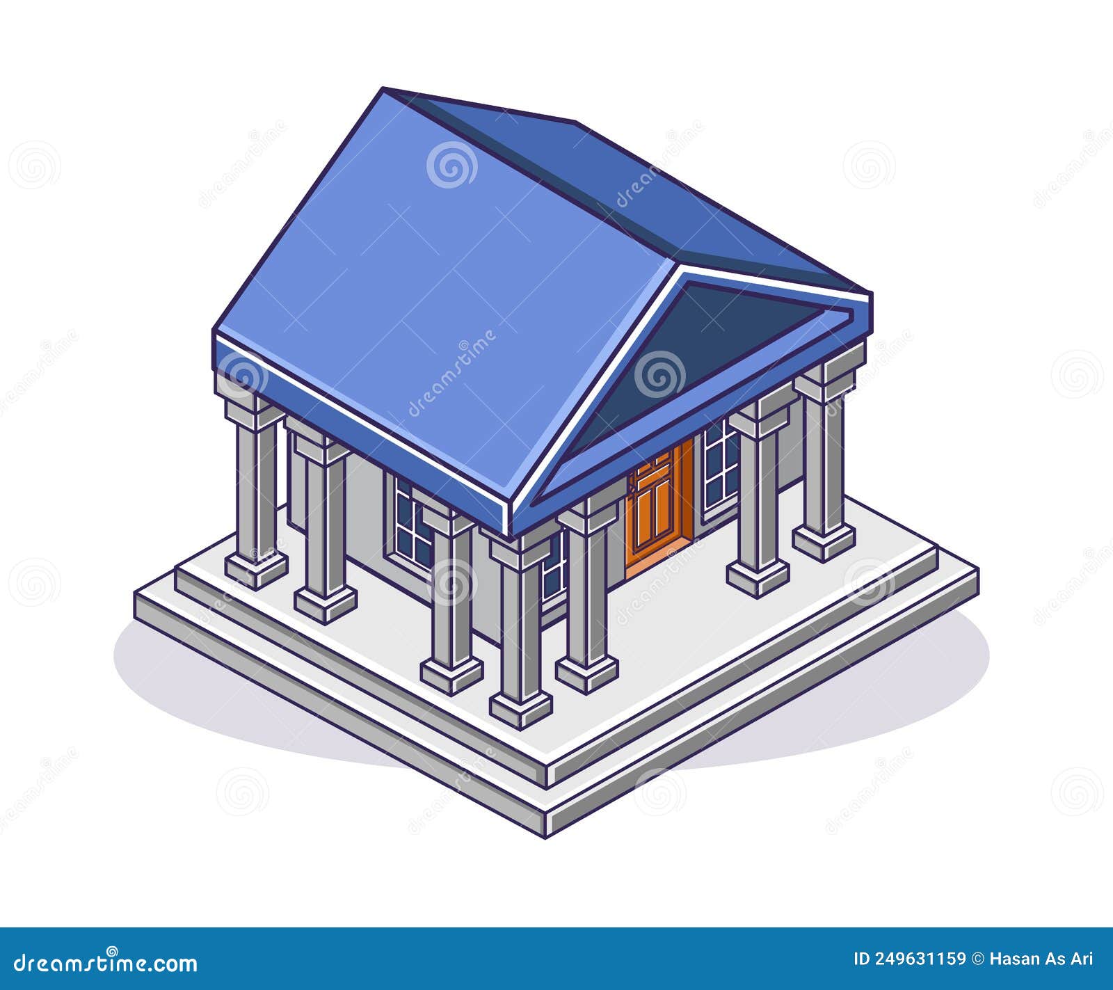 Isometric Bank Building Illustration in Flat Isometric Art Illustration ...